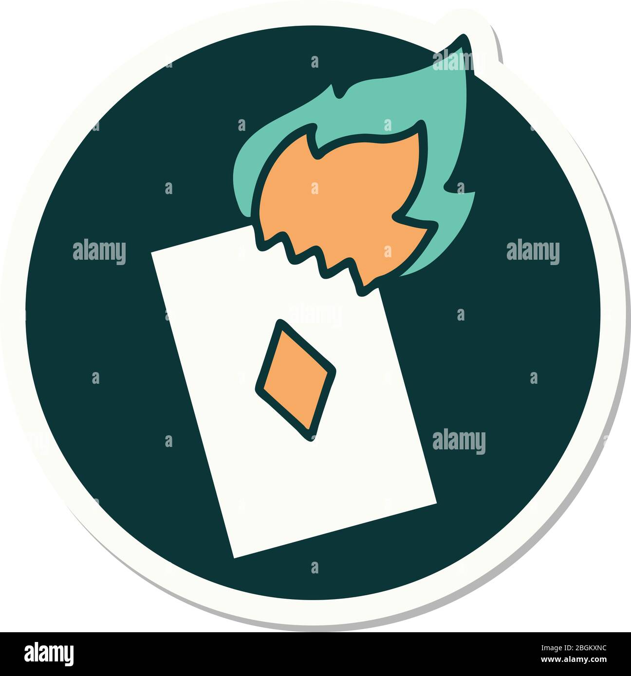 sticker of tattoo in traditional style of a flaming card Stock Vector ...