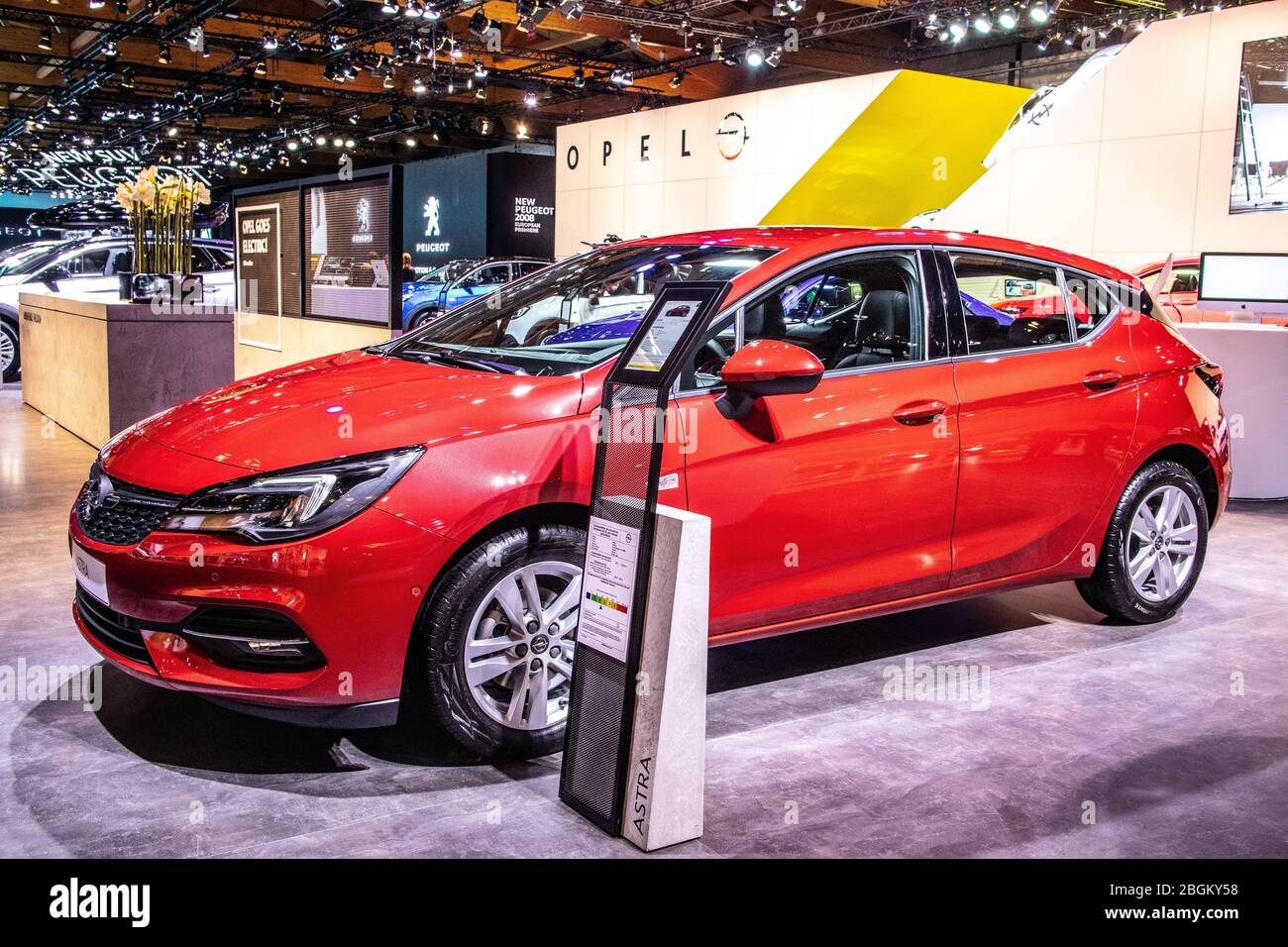 Brussels, Belgium, Jan 2020: OPEL ASTRA at Brussels Motor Show, Astra K ...