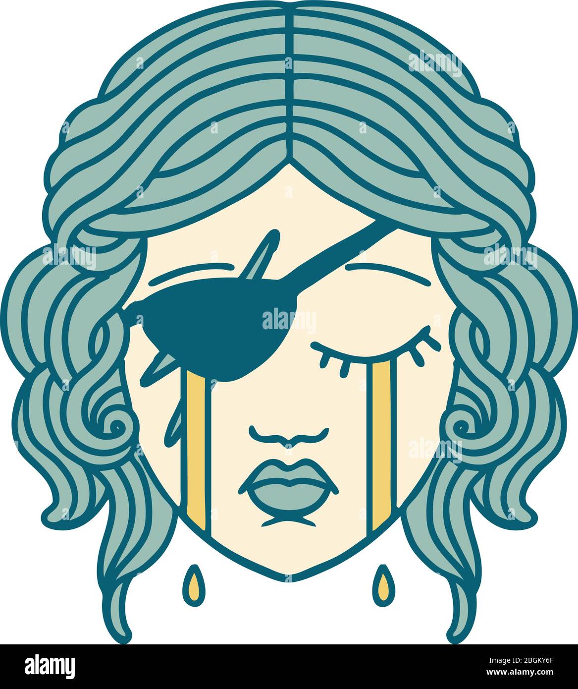 Retro Tattoo Style Crying Human Rogue Character Stock Vector Image