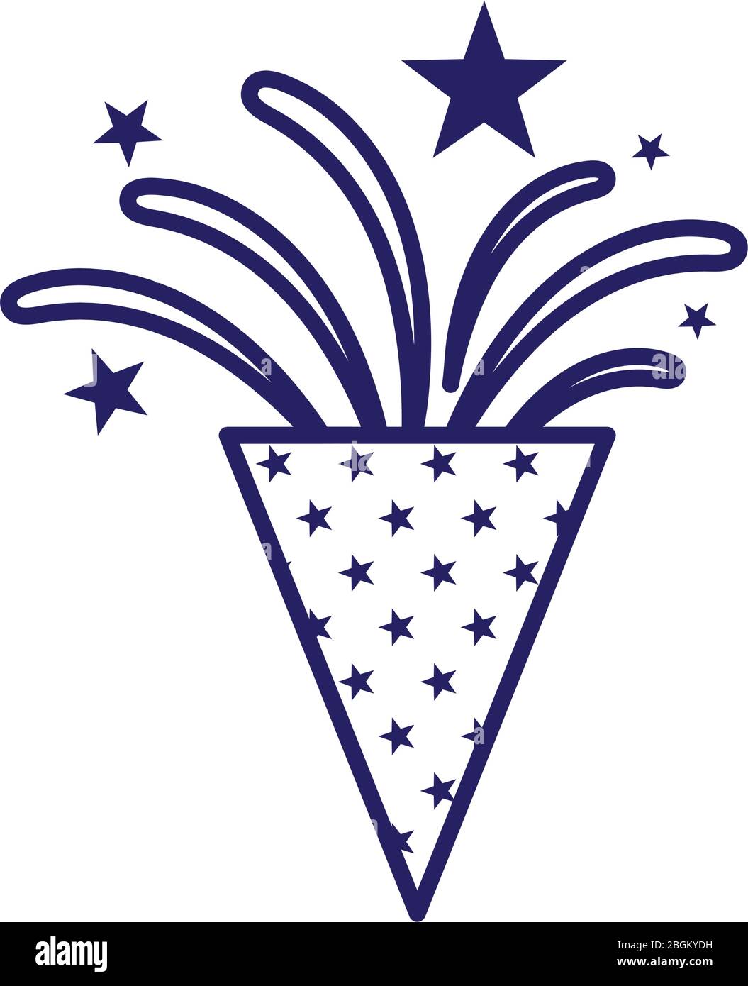 Isolated celebration firework cone line style icon vector design Stock ...