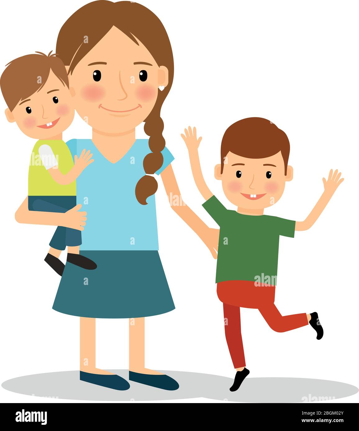 Mother with children. Young woman and two boys. happy family lifestyle ...