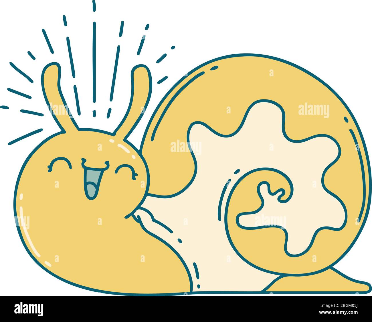 illustration of a traditional tattoo style happy snail Stock Vector ...
