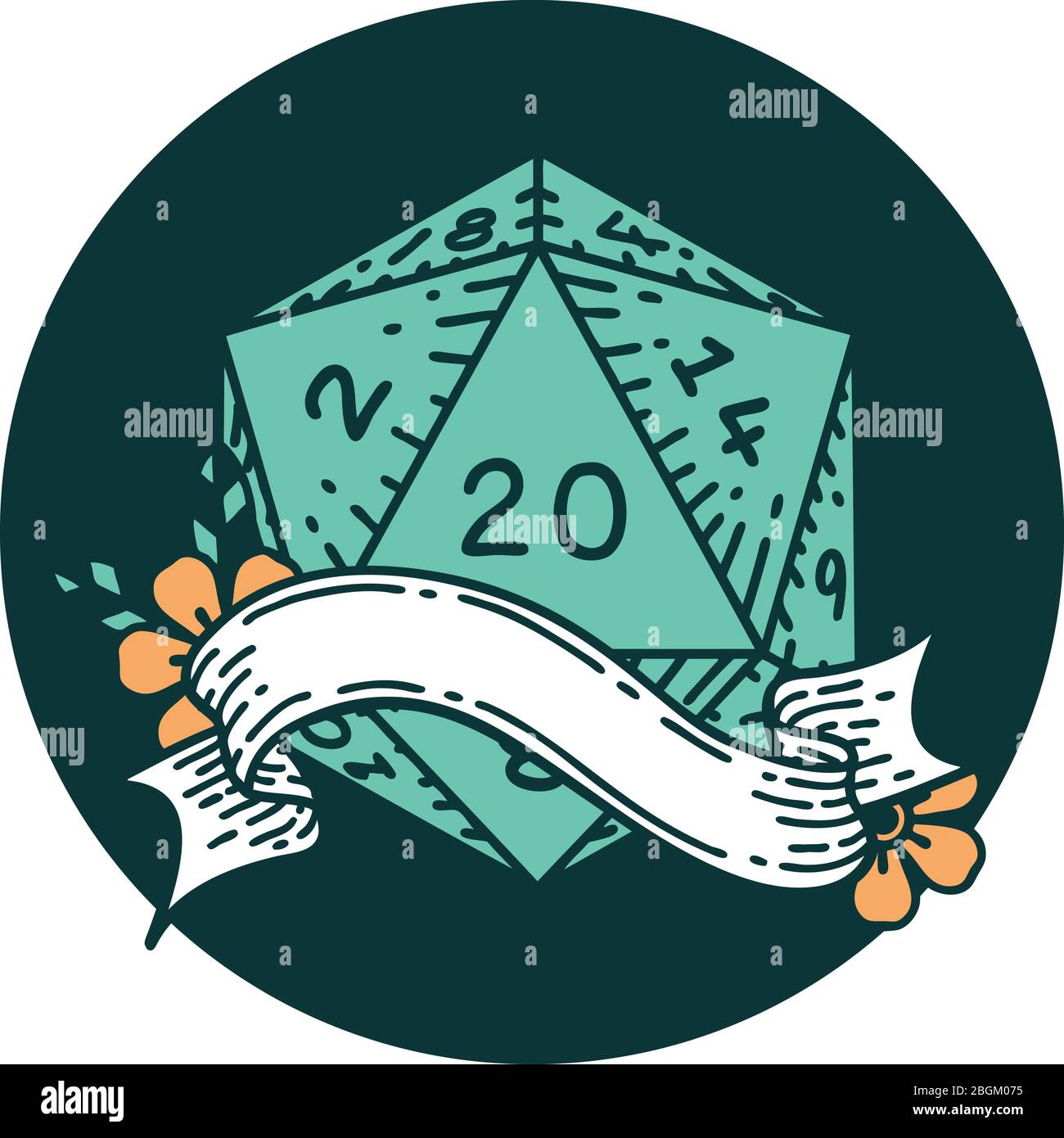 icon of natural twenty D20 dice roll Stock Vector Image & Art - Alamy