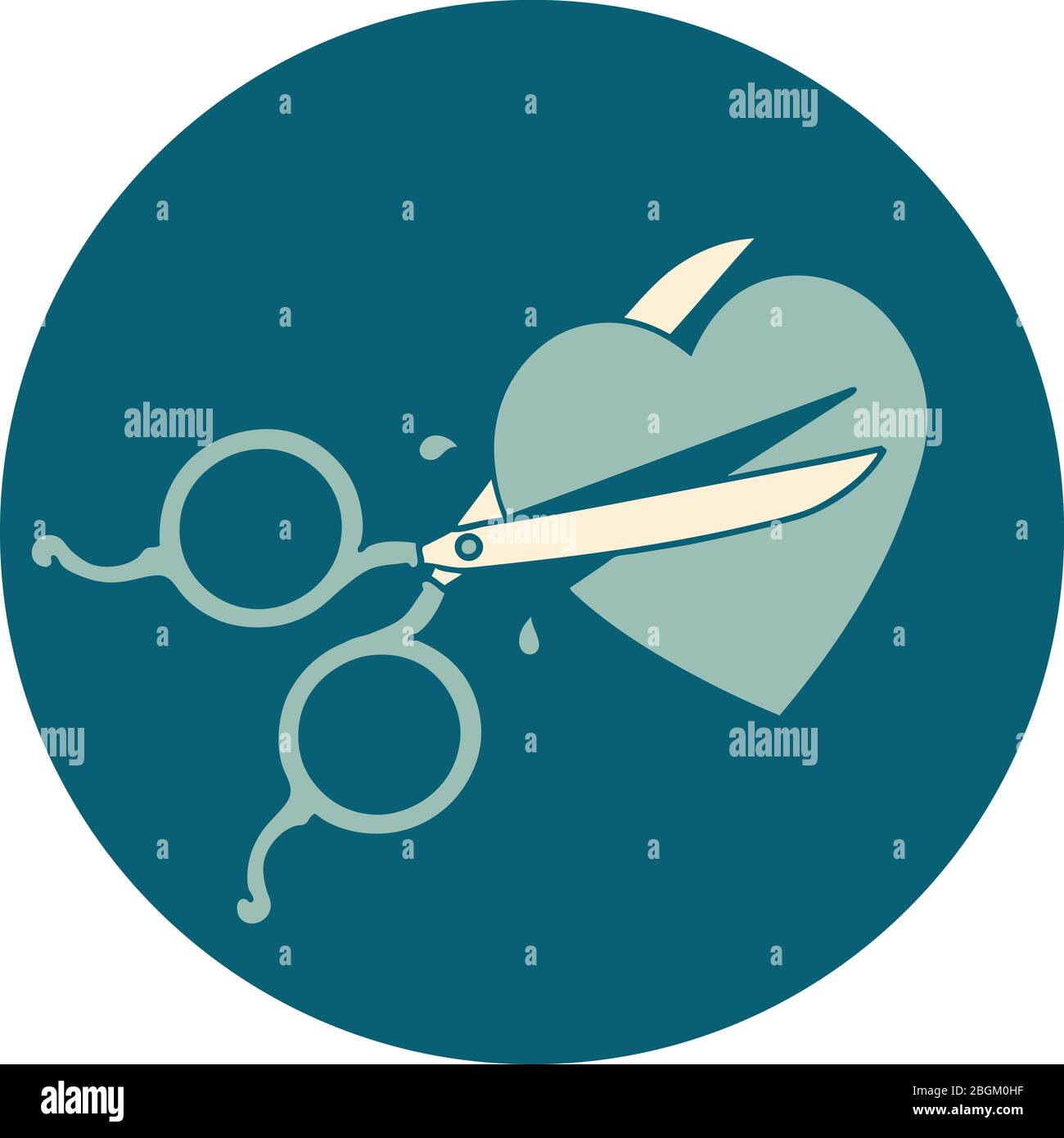 iconic tattoo style image of scissors cutting a heart Stock Vector ...