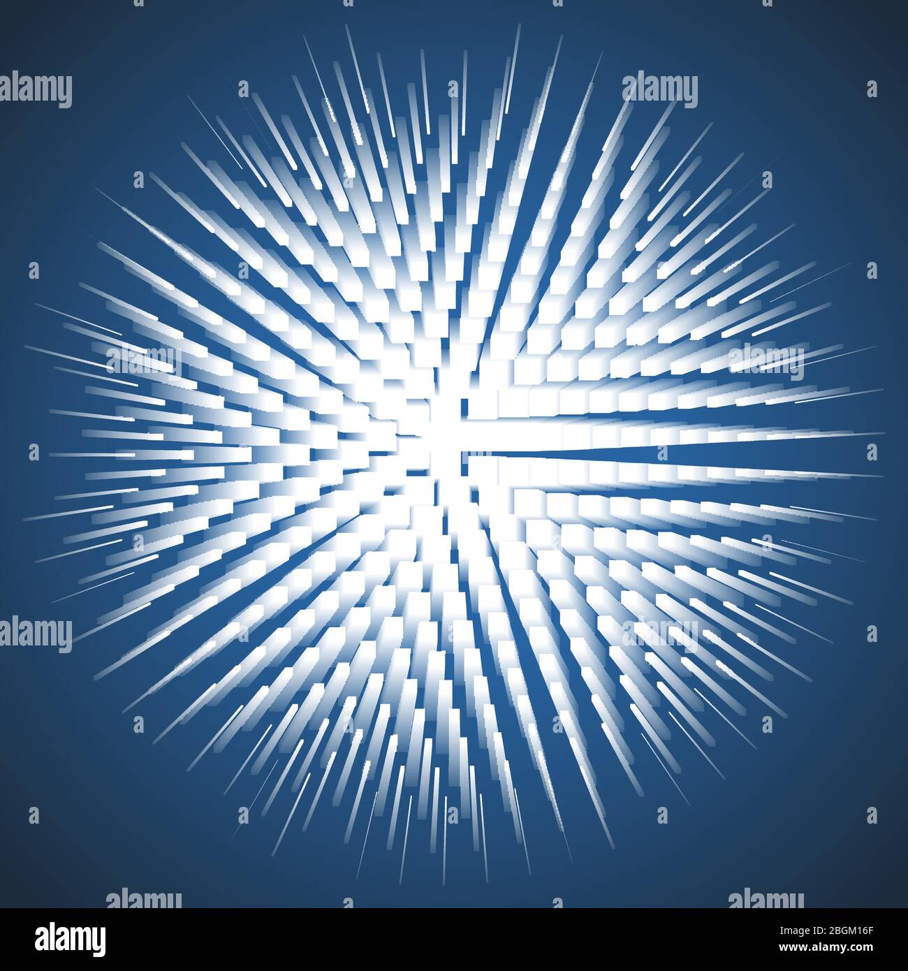 Halftone burst on blue background. Vector illustration Stock Vector ...