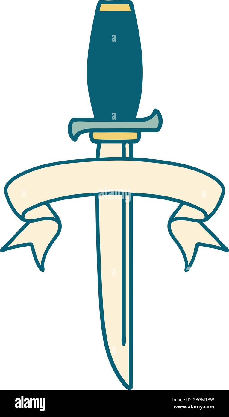 traditional tattoo with banner of a dagger Stock Vector Image & Art - Alamy