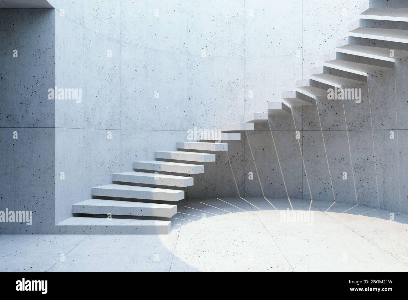 modern staircase in concrete interior, 3d rendering Stock Photo - Alamy