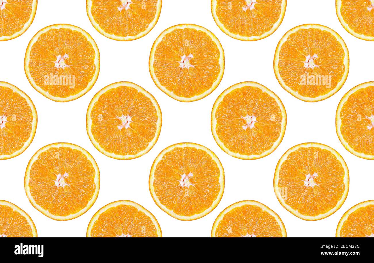Seamless pattern of isolated slices of orange. Wallpaper for background ...