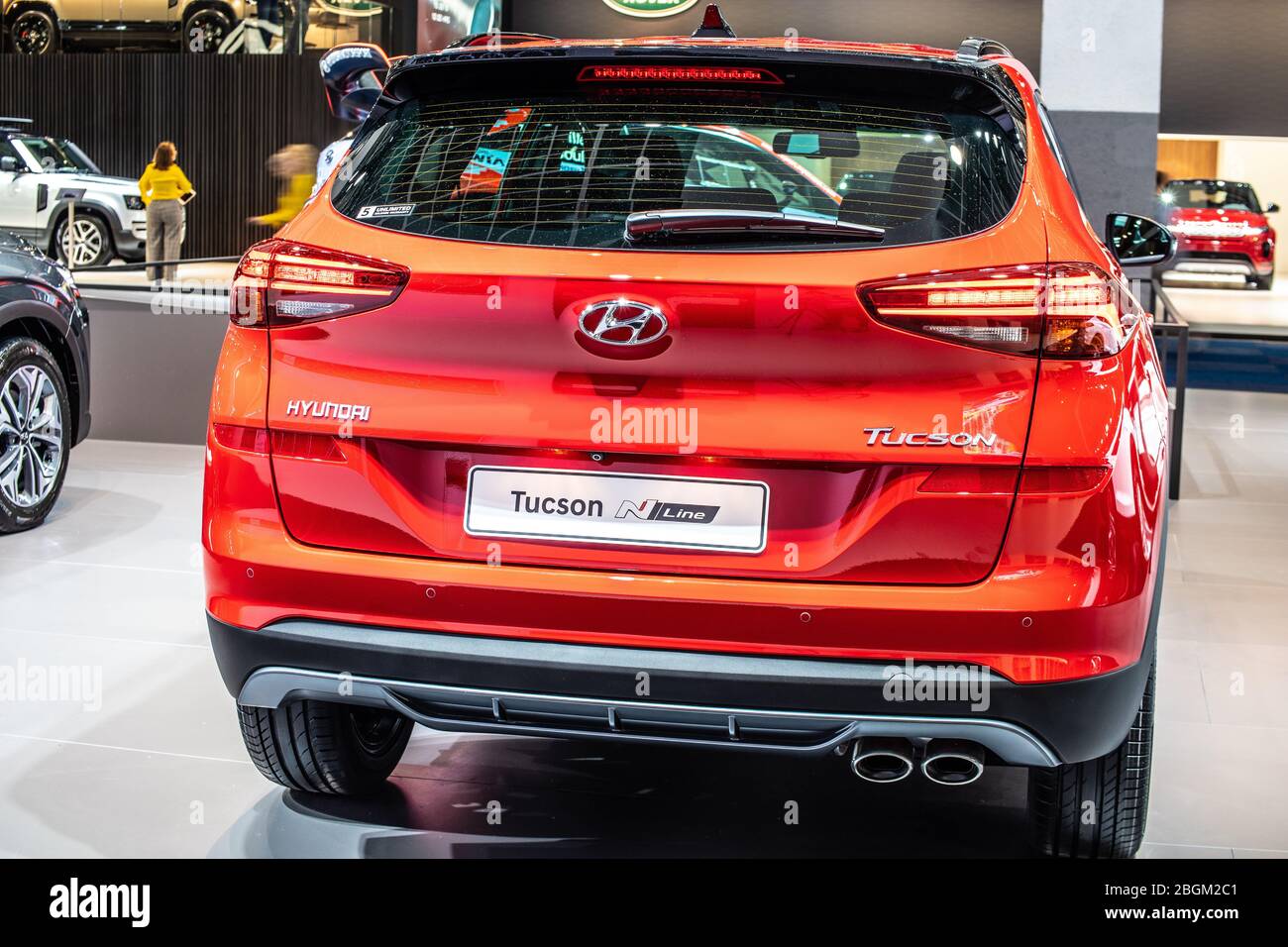 Brussels, Belgium, Jan 2020 red Hyundai Tucson N Line at Brussels Motor ...