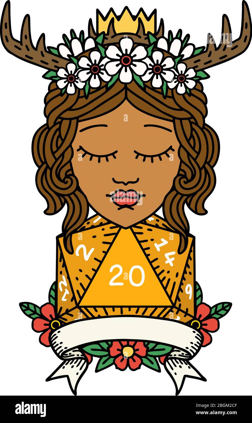 Retro Tattoo Style human druid with natural twenty roll Stock Vector ...