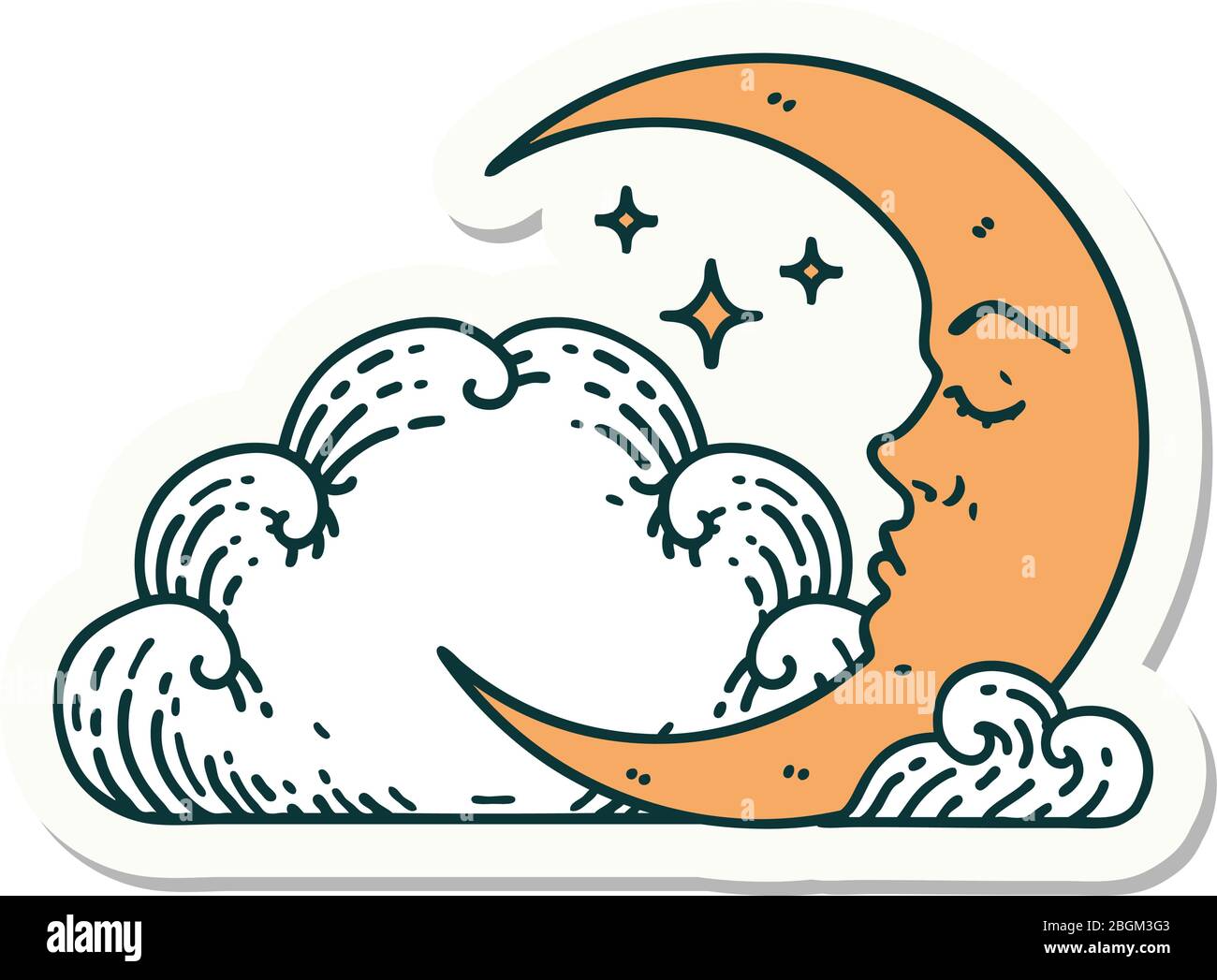 Cartoon Crescent Moon Tattoo