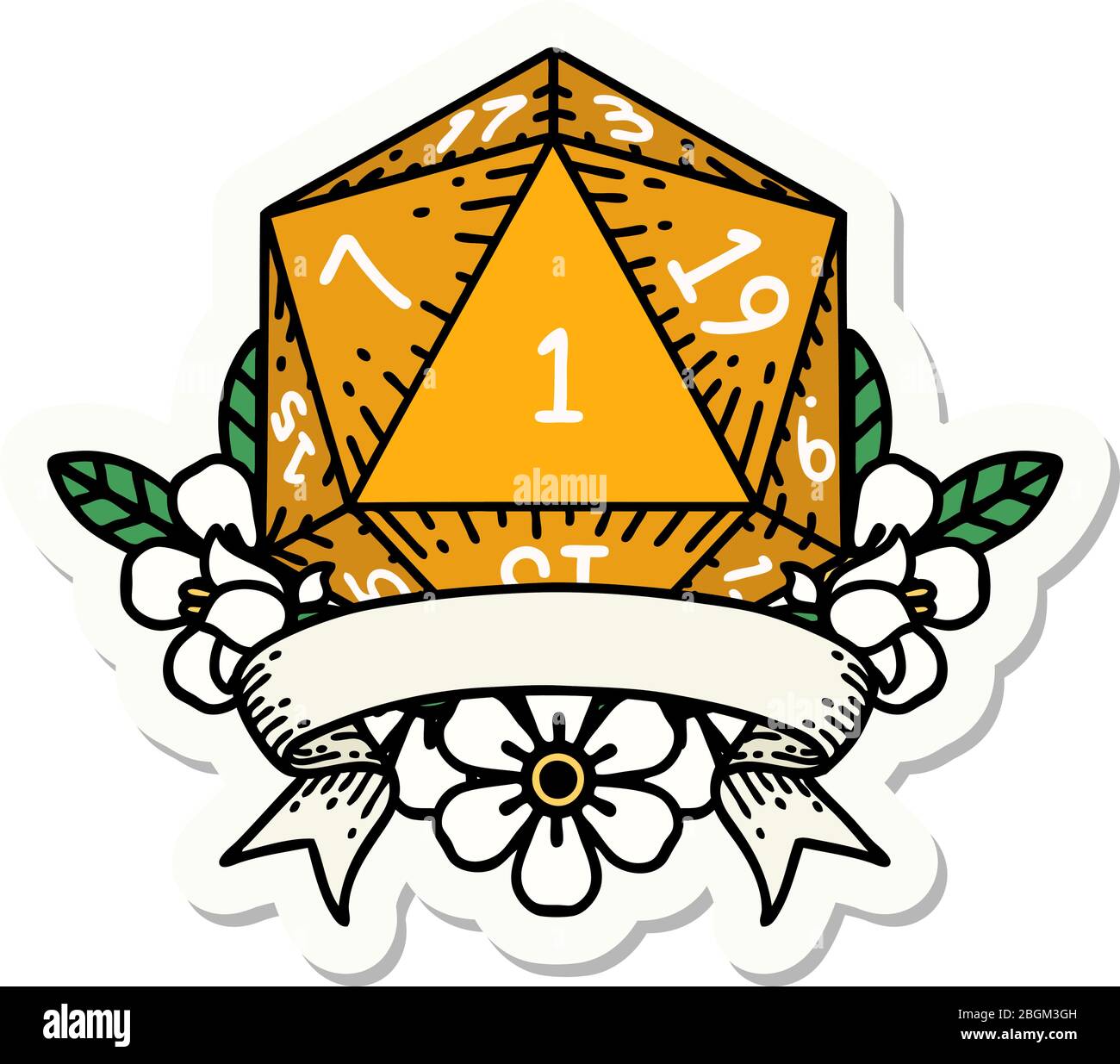 sticker of a natural one d20 dice roll Stock Vector Image & Art - Alamy