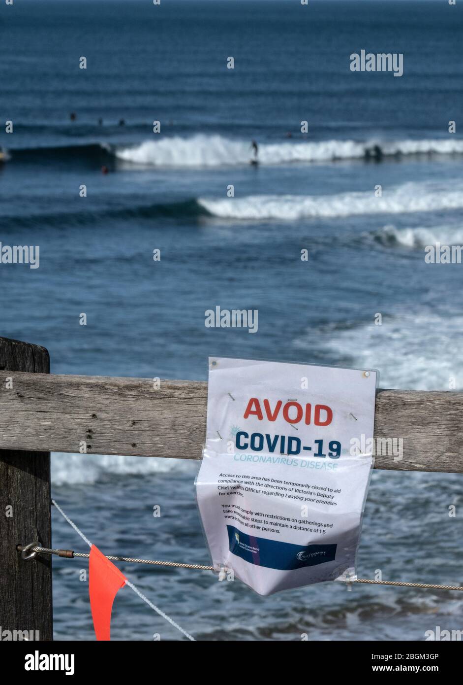 Covid-19, Coronavirus, pandemic Melbourne, Australia 2020.Beach closed ...