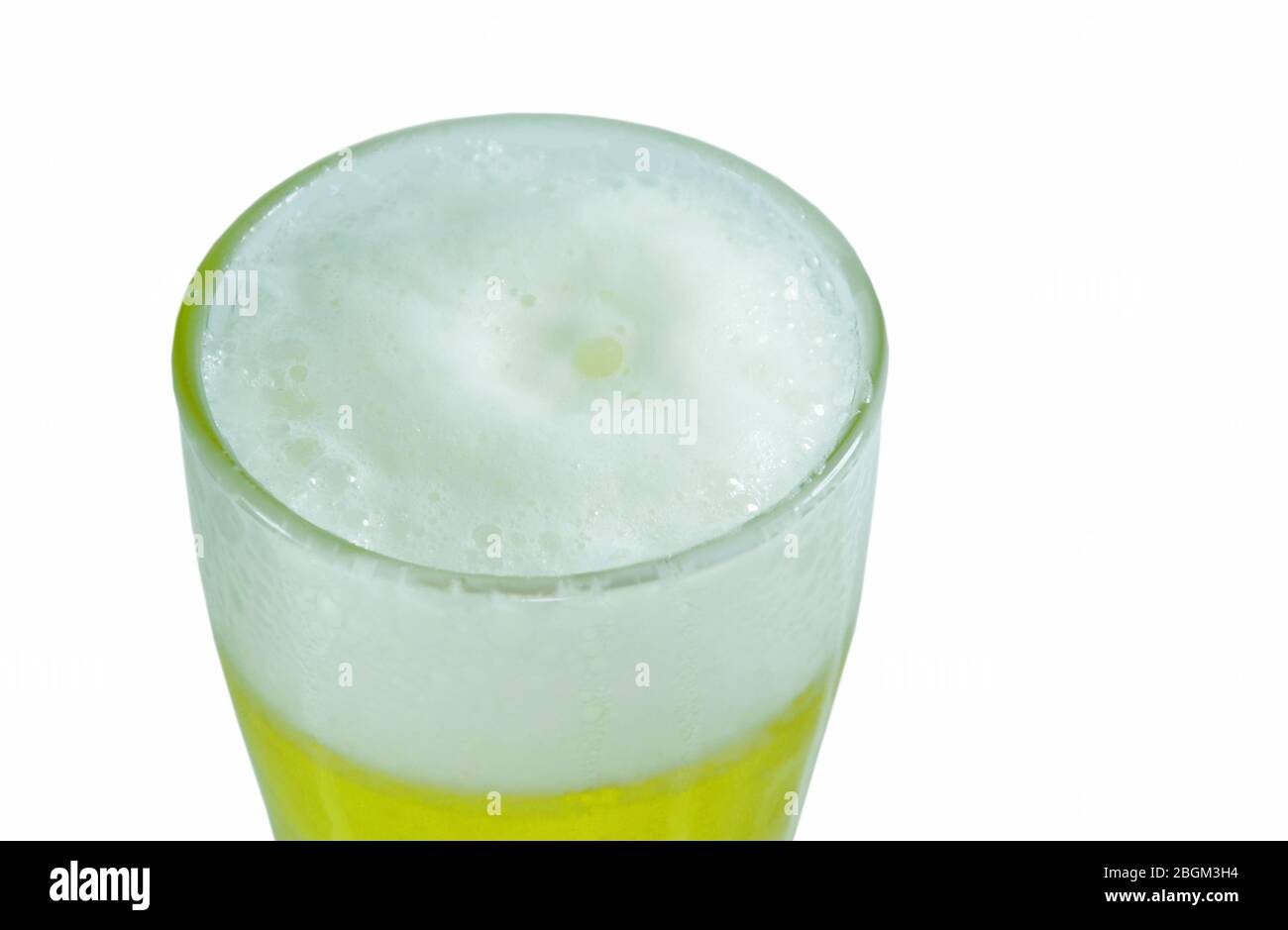 cold beer with frothy in glass on white background Stock Photo - Alamy