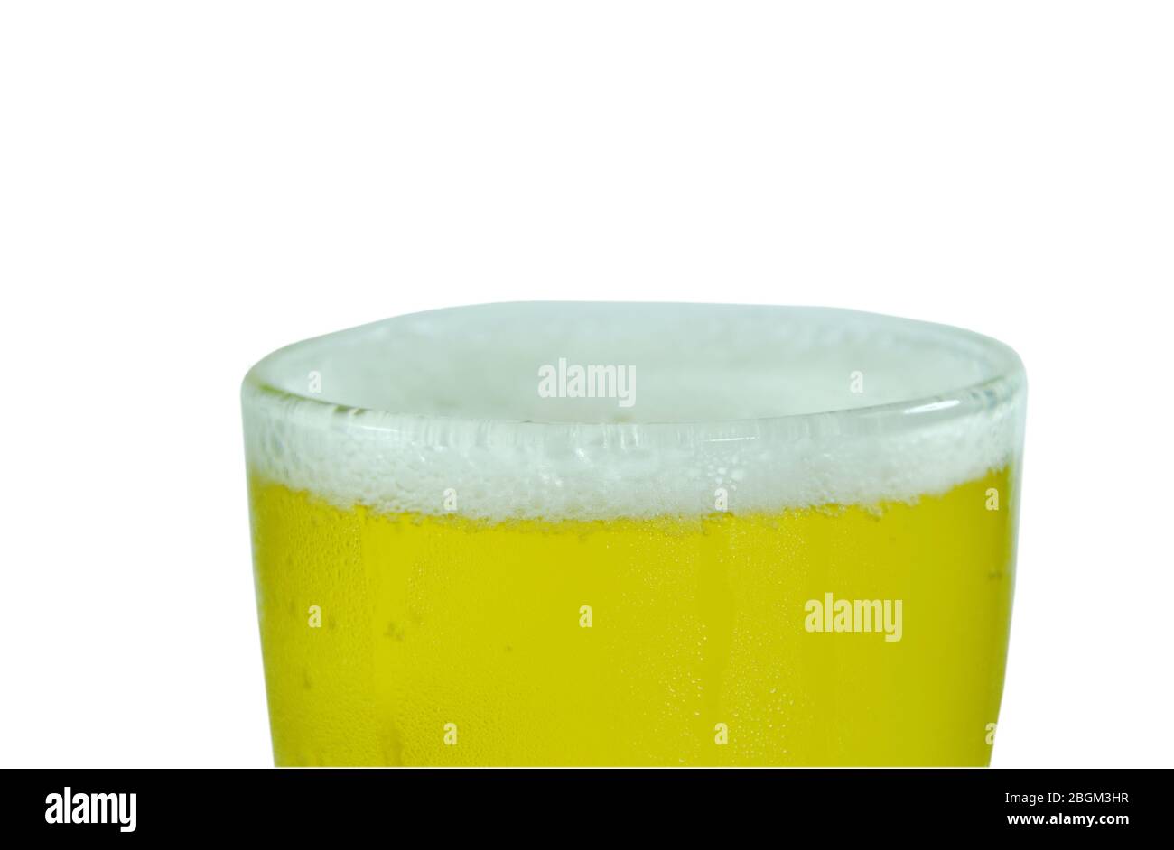 cold beer with frothy in glass on white background Stock Photo - Alamy