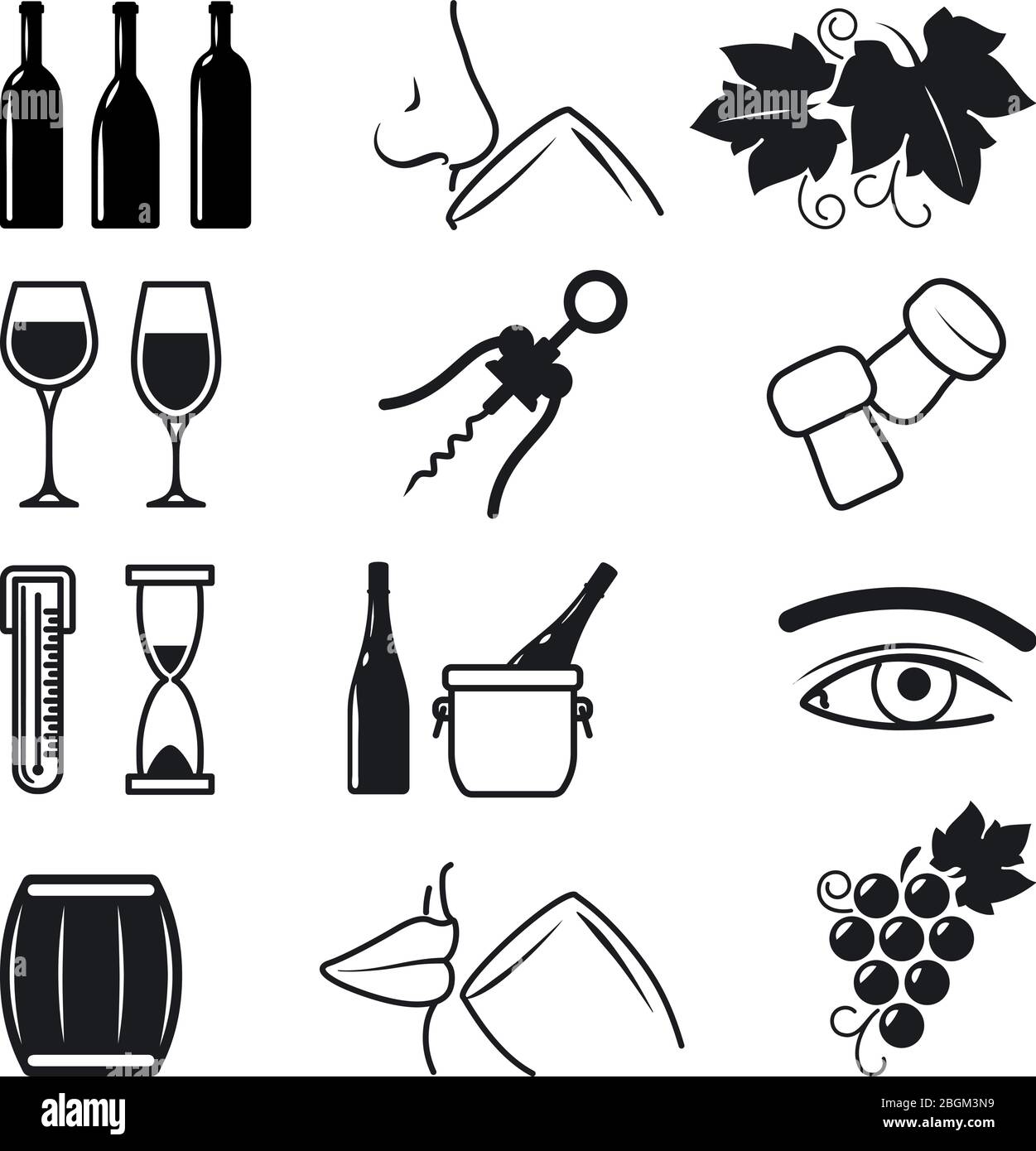 Wine black icons on white background set. The process of wine making ...