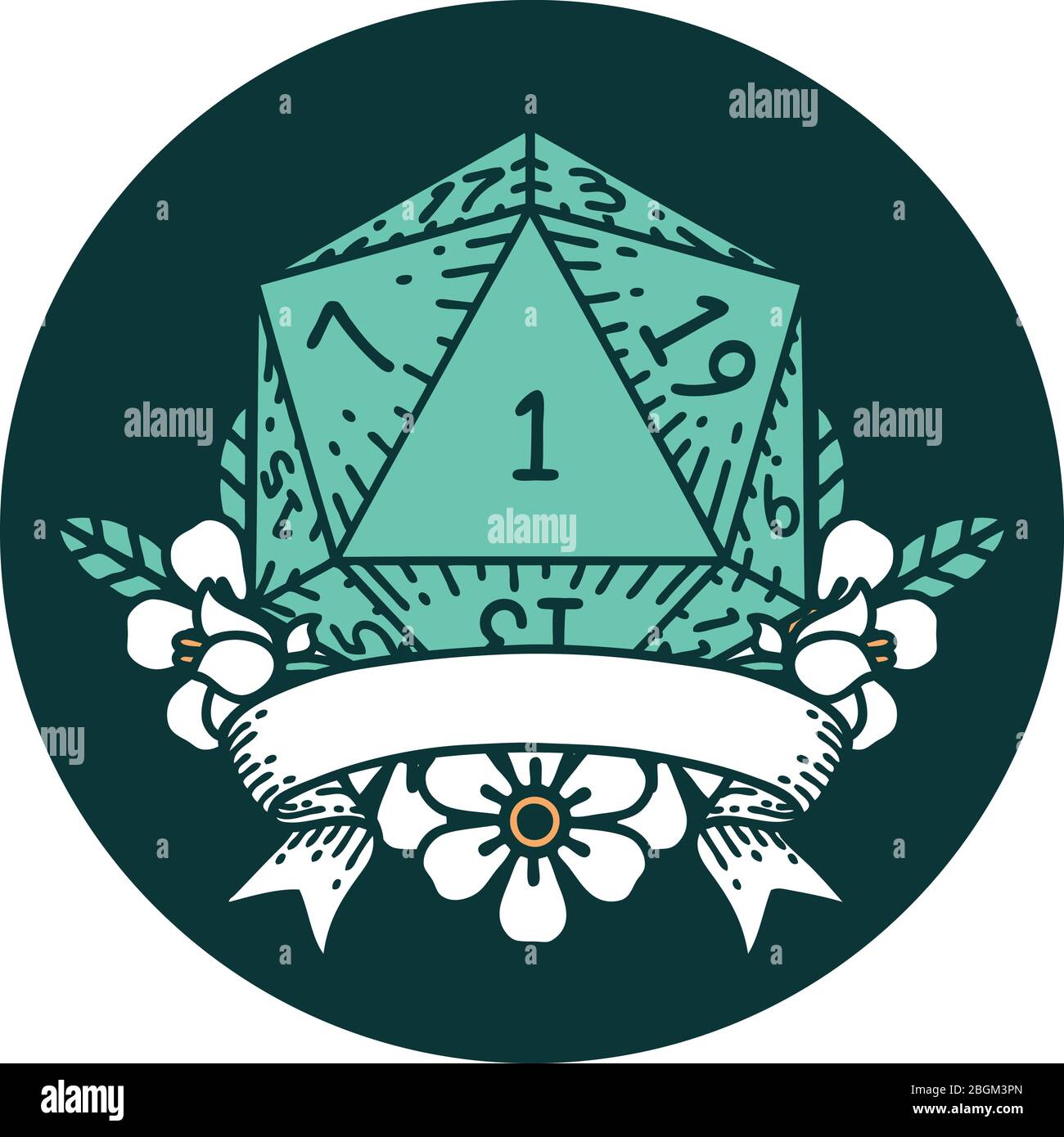 icon of natural one d20 dice roll Stock Vector Image & Art - Alamy