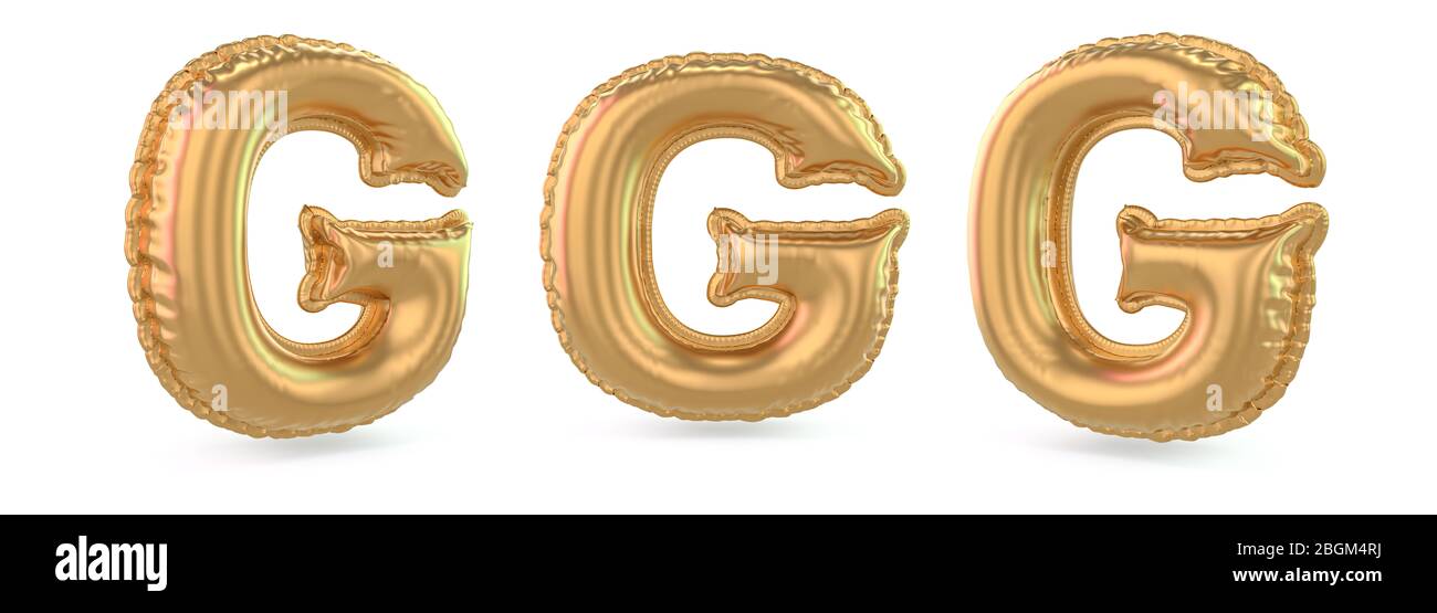Capital letter G. Uppercase. Inflatable gold balloon on background. 3D ...
