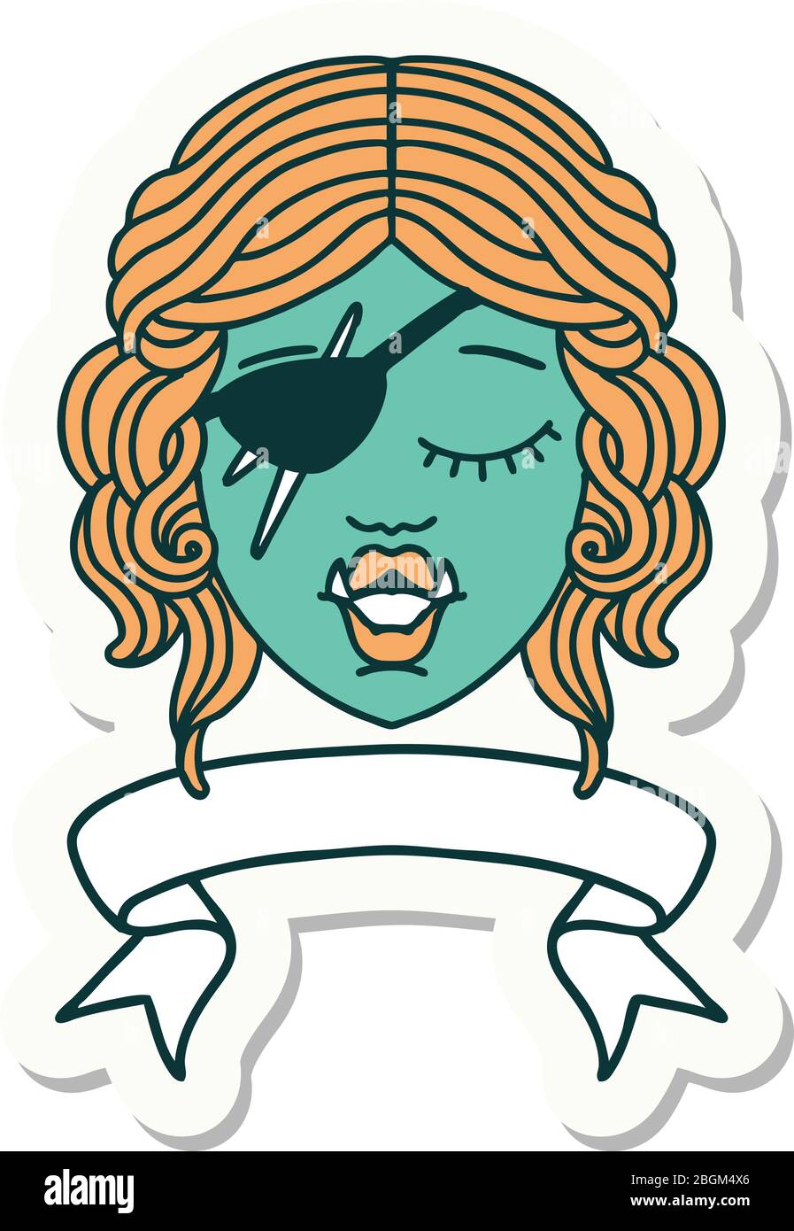 sticker of a orc rogue character face with banner Stock Vector Image ...
