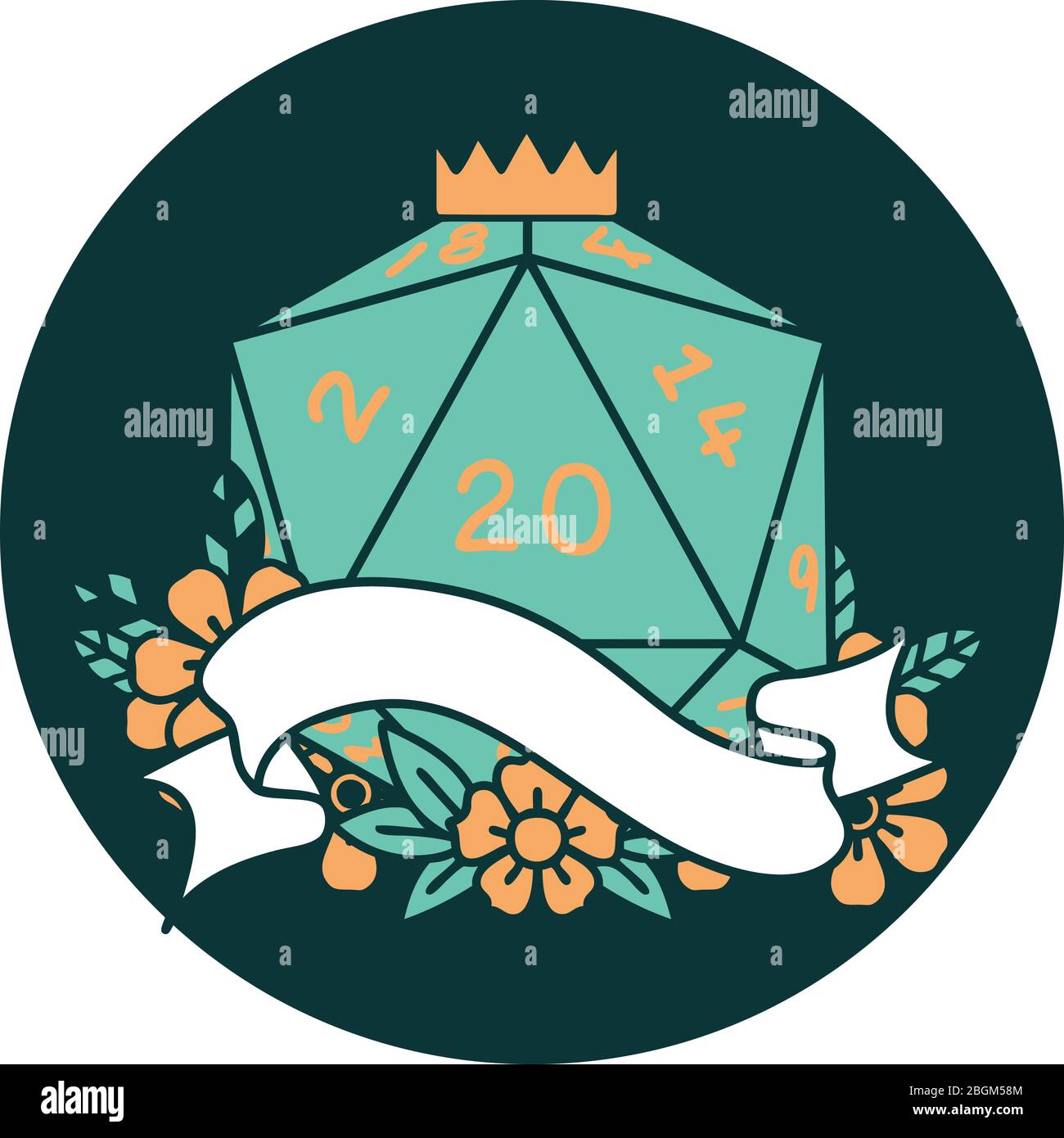 icon of natural twenty D20 dice roll Stock Vector Image & Art - Alamy