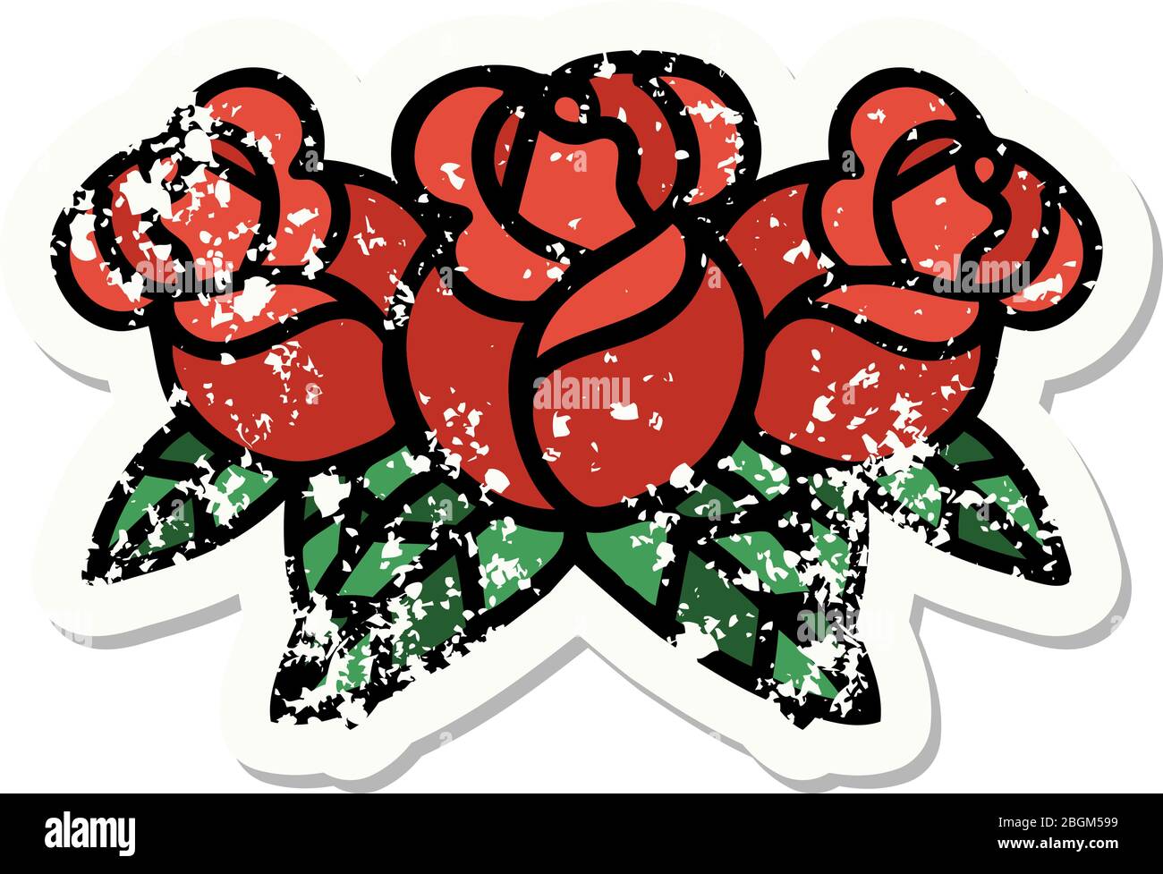 distressed sticker tattoo in traditional style of a bouquet of flowers ...