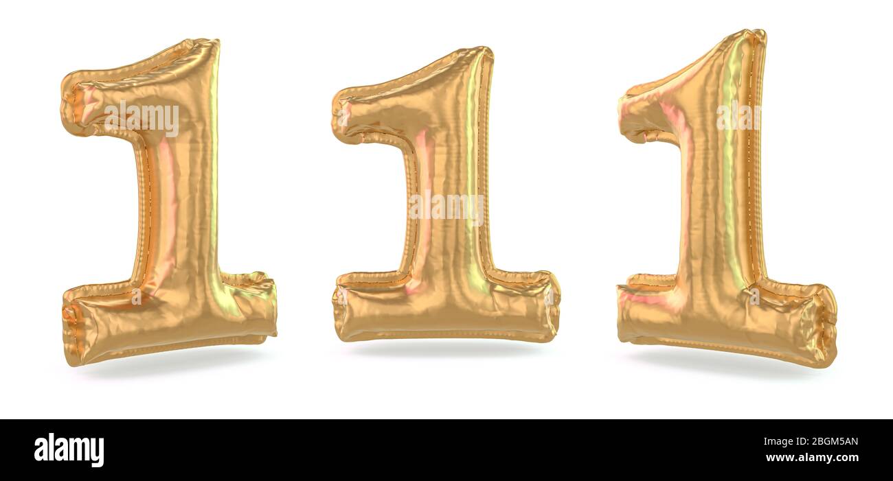 Number 1. Digital sign. Inflatable gold balloon on background. 3D ...
