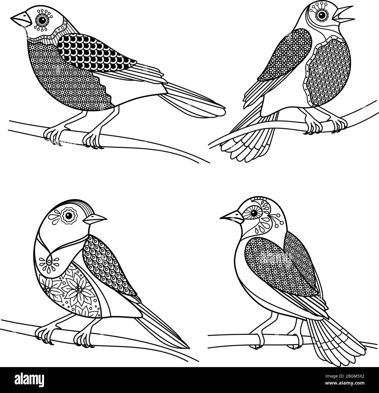 Adult Coloring Pages Sparrow Birds Zentangle Doodle Coloring Cute Bird