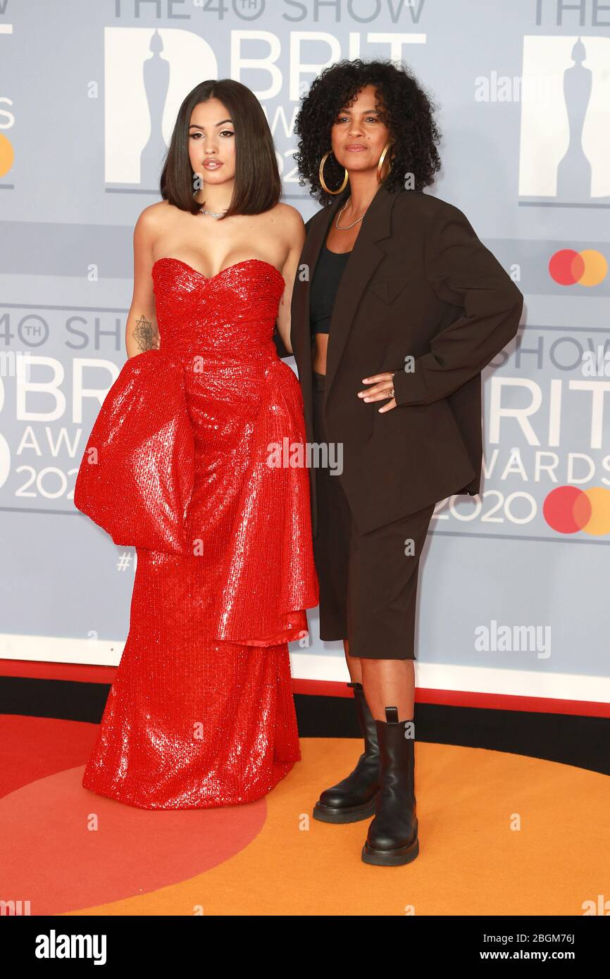 Mabel and Neneh Cherry attend The BRIT Awards 2020 at The O2 Arena on ...