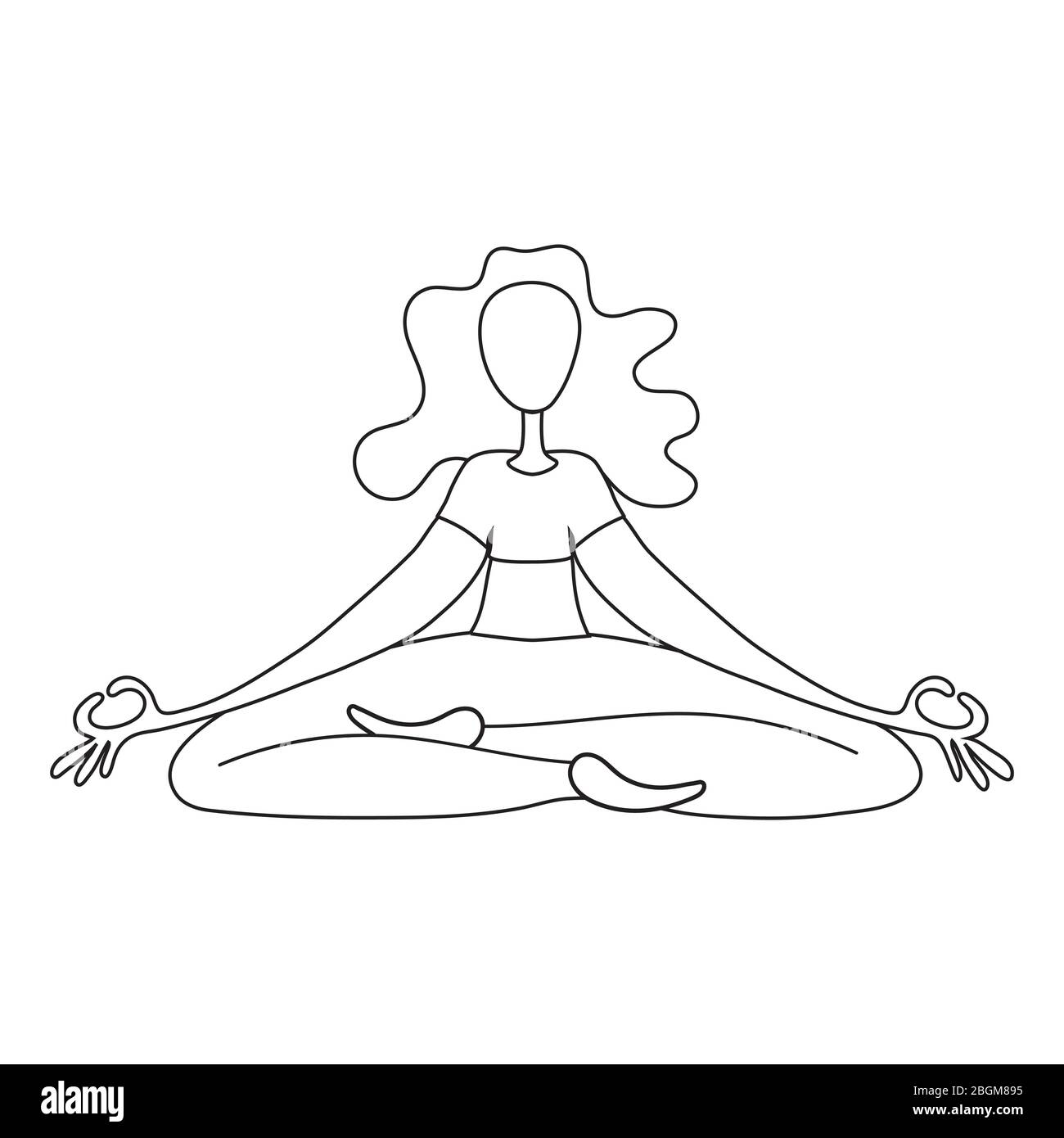 Yoga lady in asana vector illustration template Stock Vector Image ...