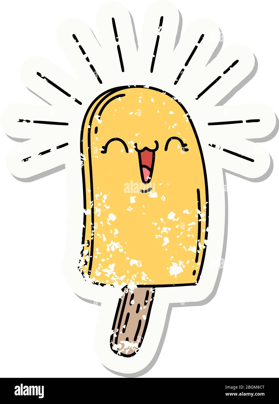 worn old sticker of a tattoo style ice lolly Stock Vector Image & Art ...