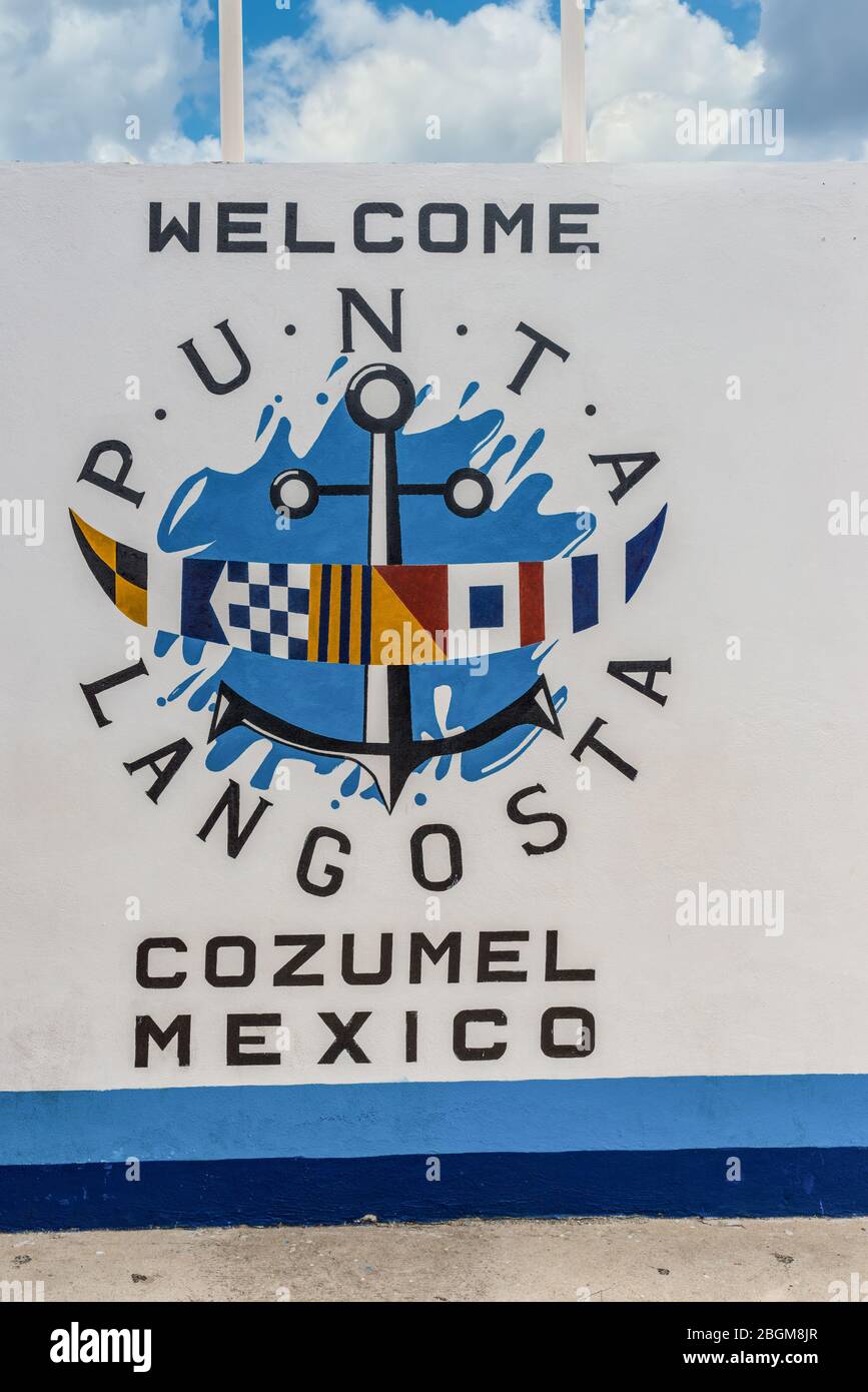 Cozumel, Mexico - April 24, 2019: Welcome to cozumel text banner ...