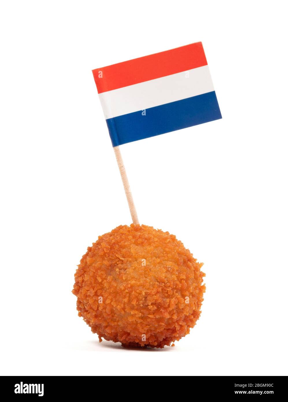 Single dutch traditional snack bitterbal with a dutch flag, isolated ...