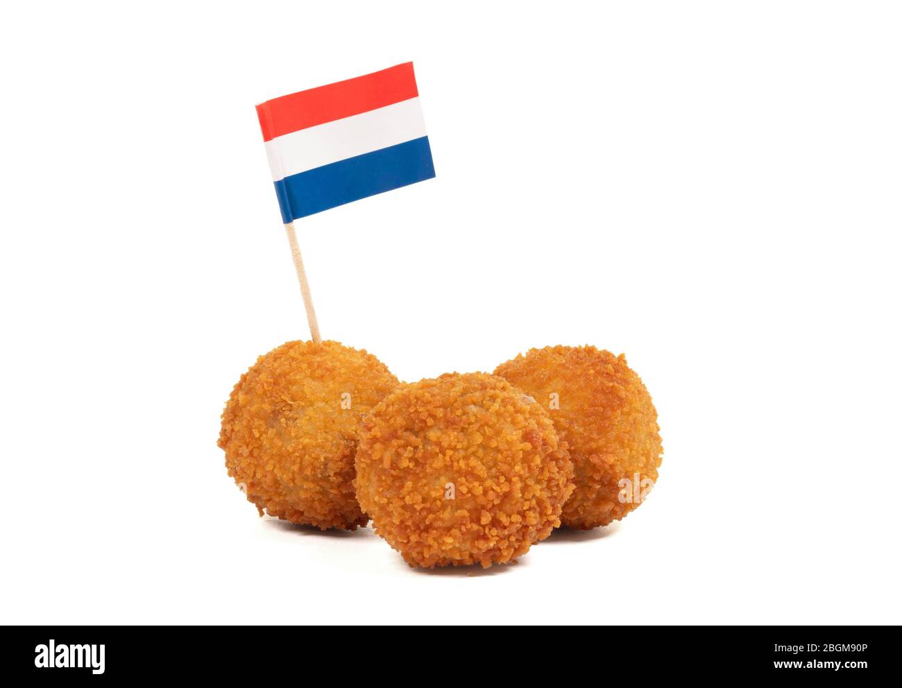 Dutch traditional snack bitterbal with a dutch flag, isolated Stock ...