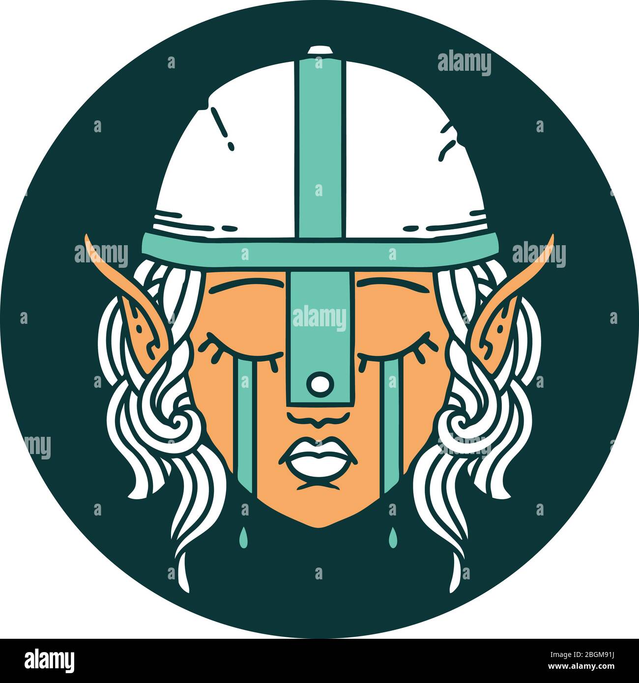 icon of crying elven fighter character face Stock Vector Image & Art ...