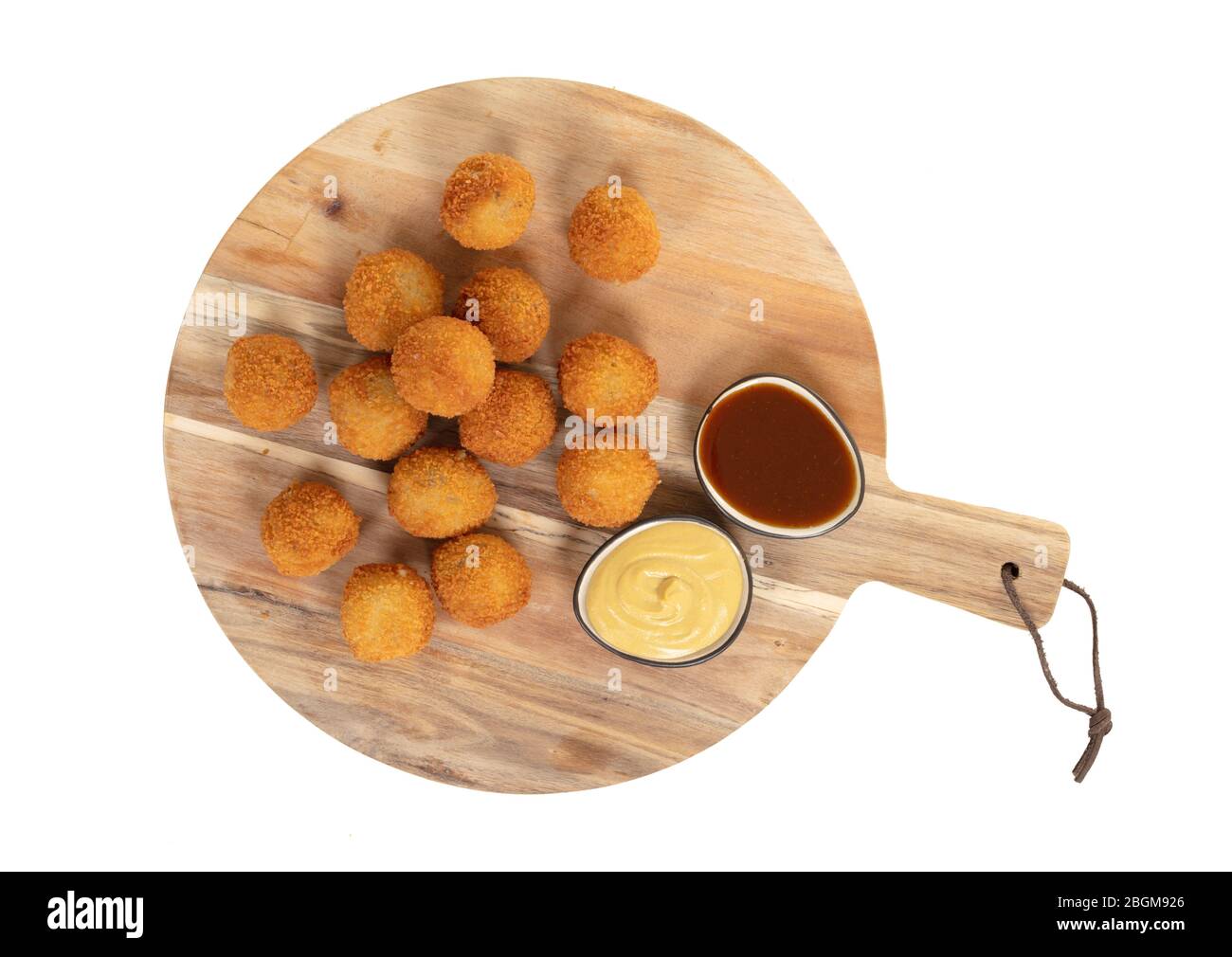 Dutch traditional snack bitterbal on a serving board, isolated Stock ...