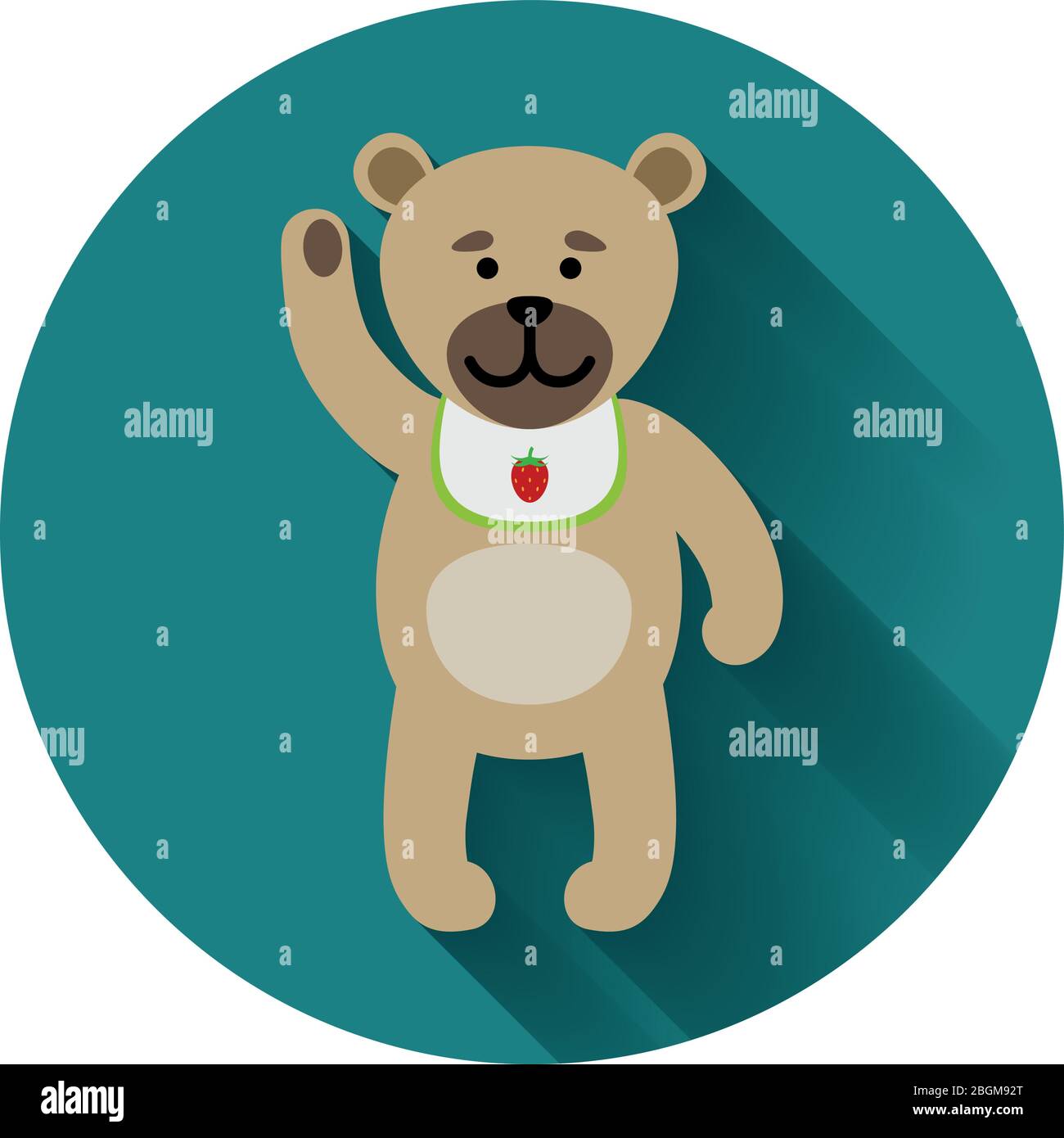 Teddy bear icon with shadow on blue background. Vector illustration ...