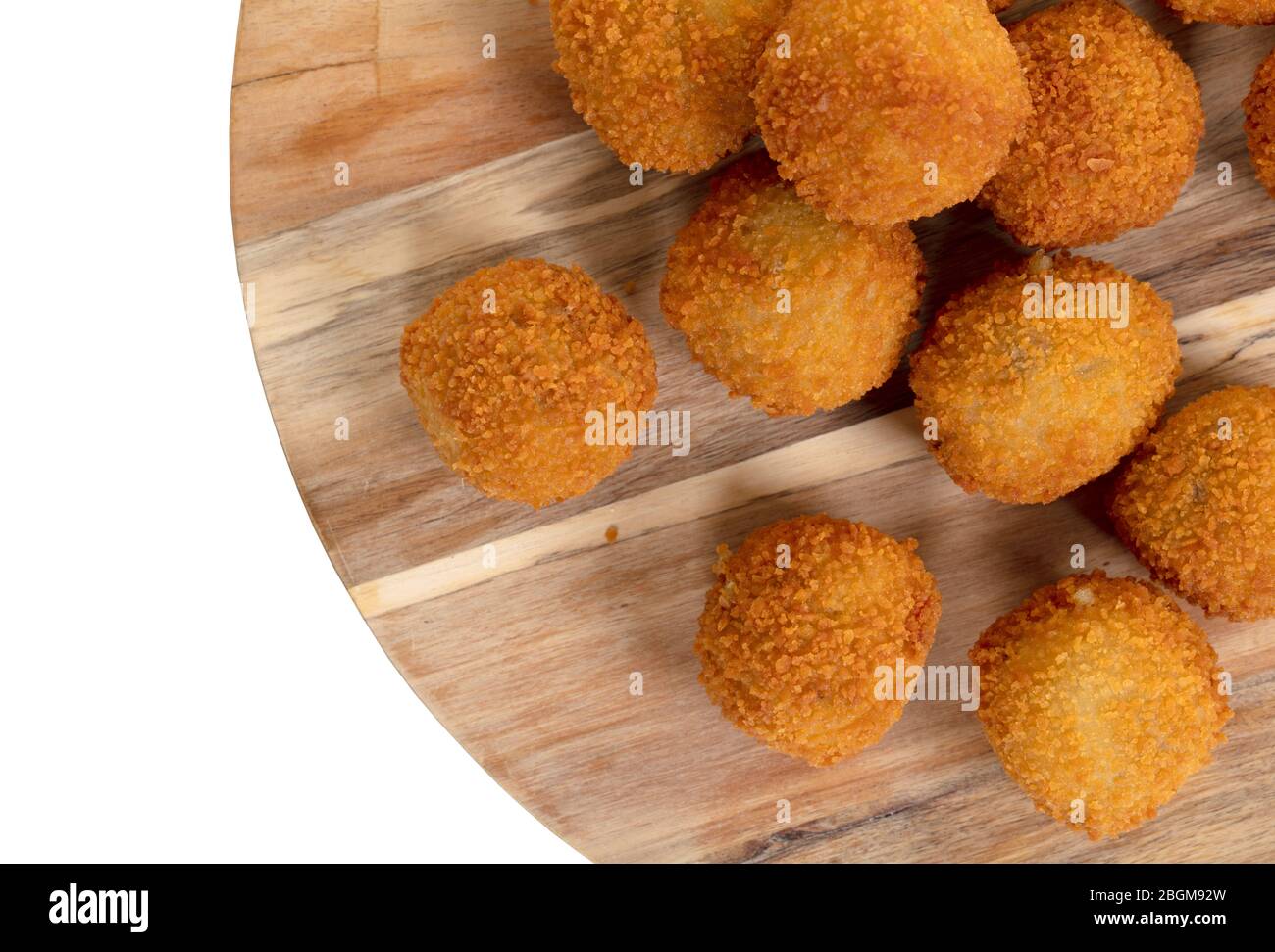 Dutch traditional snack bitterbal on a serving board, isolated Stock ...