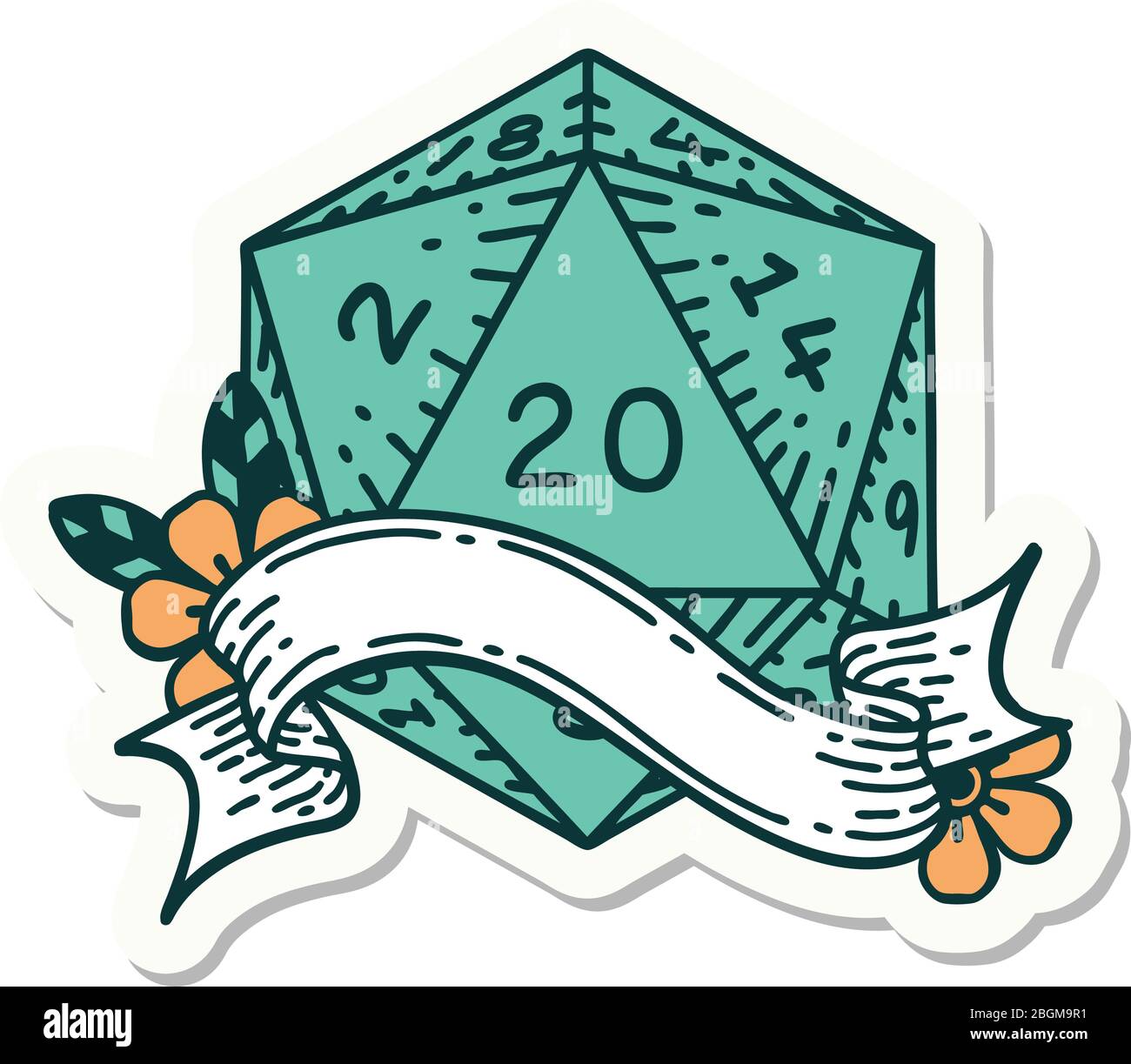 sticker of a natural twenty D20 dice roll Stock Vector Image & Art - Alamy