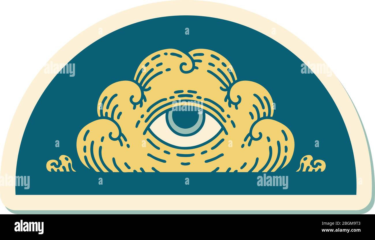 sticker of tattoo in traditional style of an all seeing eye cloud Stock ...