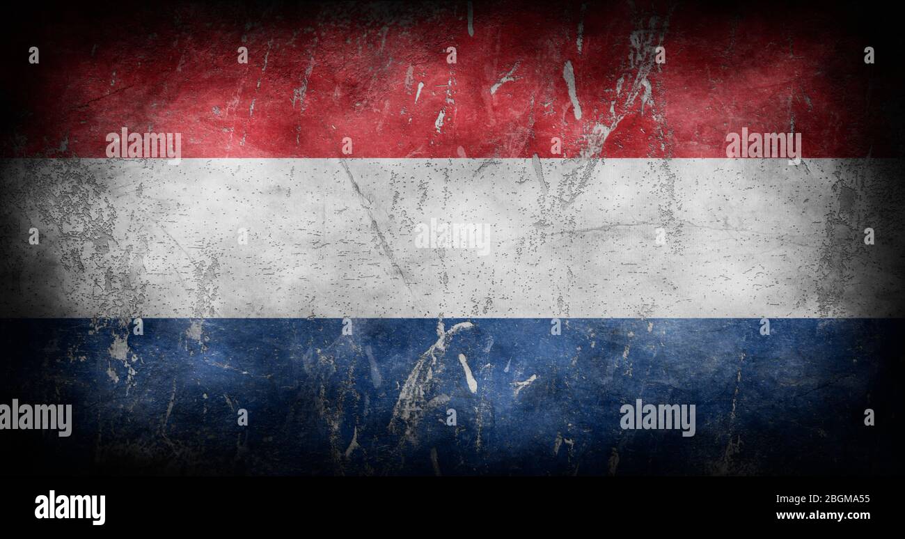 Flag of Netherlands with grunge texture background 3D illustration ...