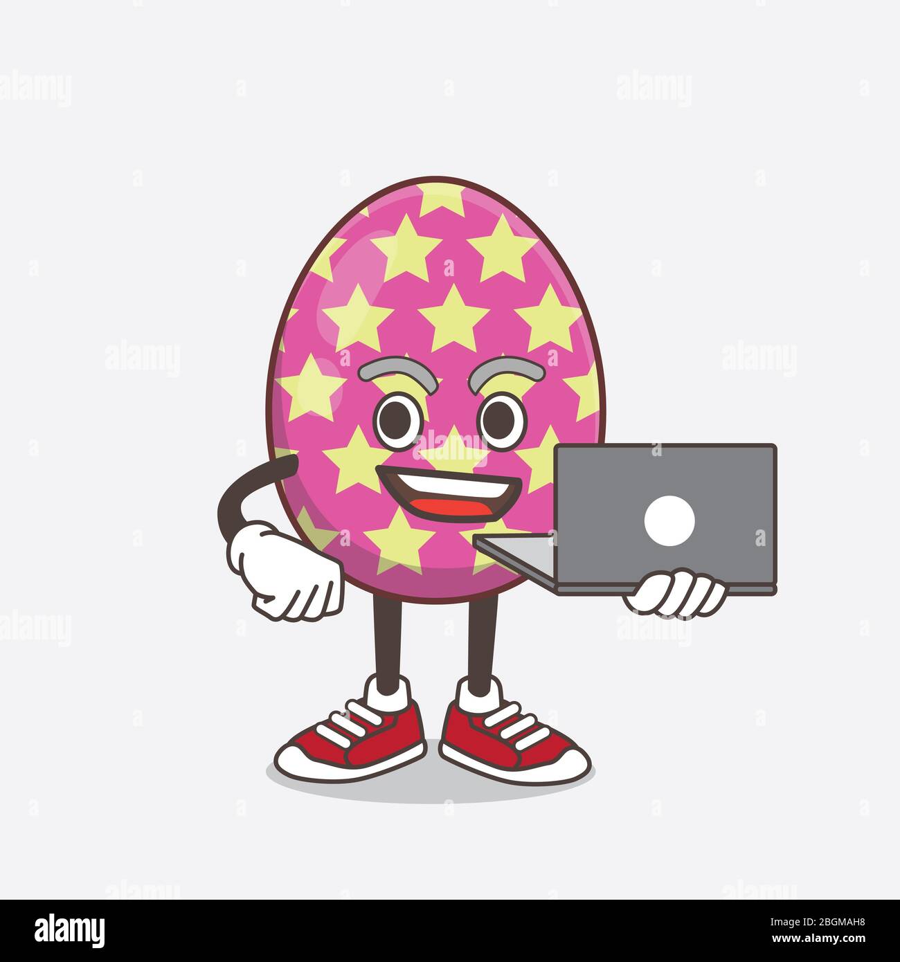 An illustration of Easter Egg cartoon mascot character working with ...