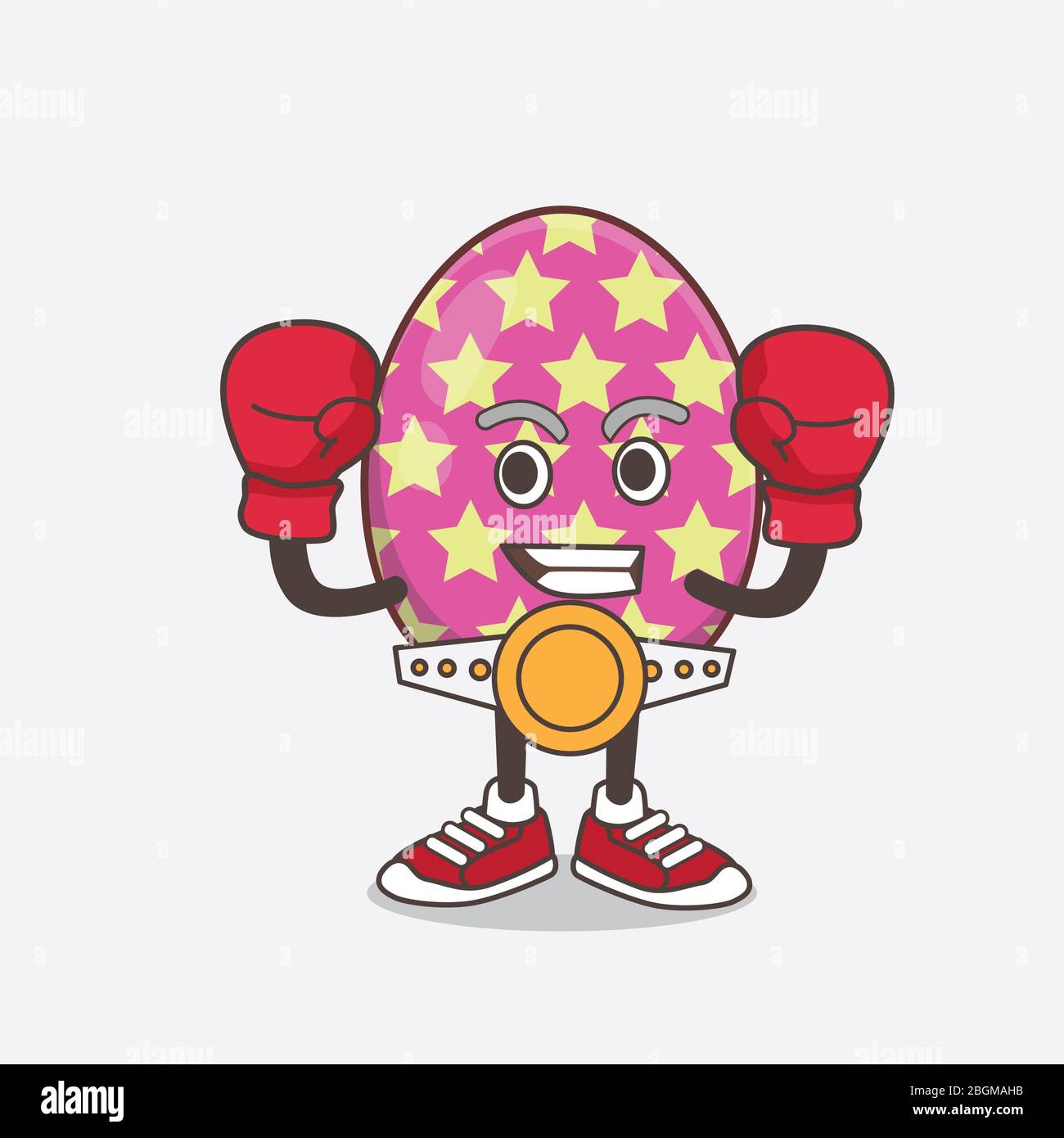 An illustration of Easter Egg cartoon mascot character in sporty boxing ...