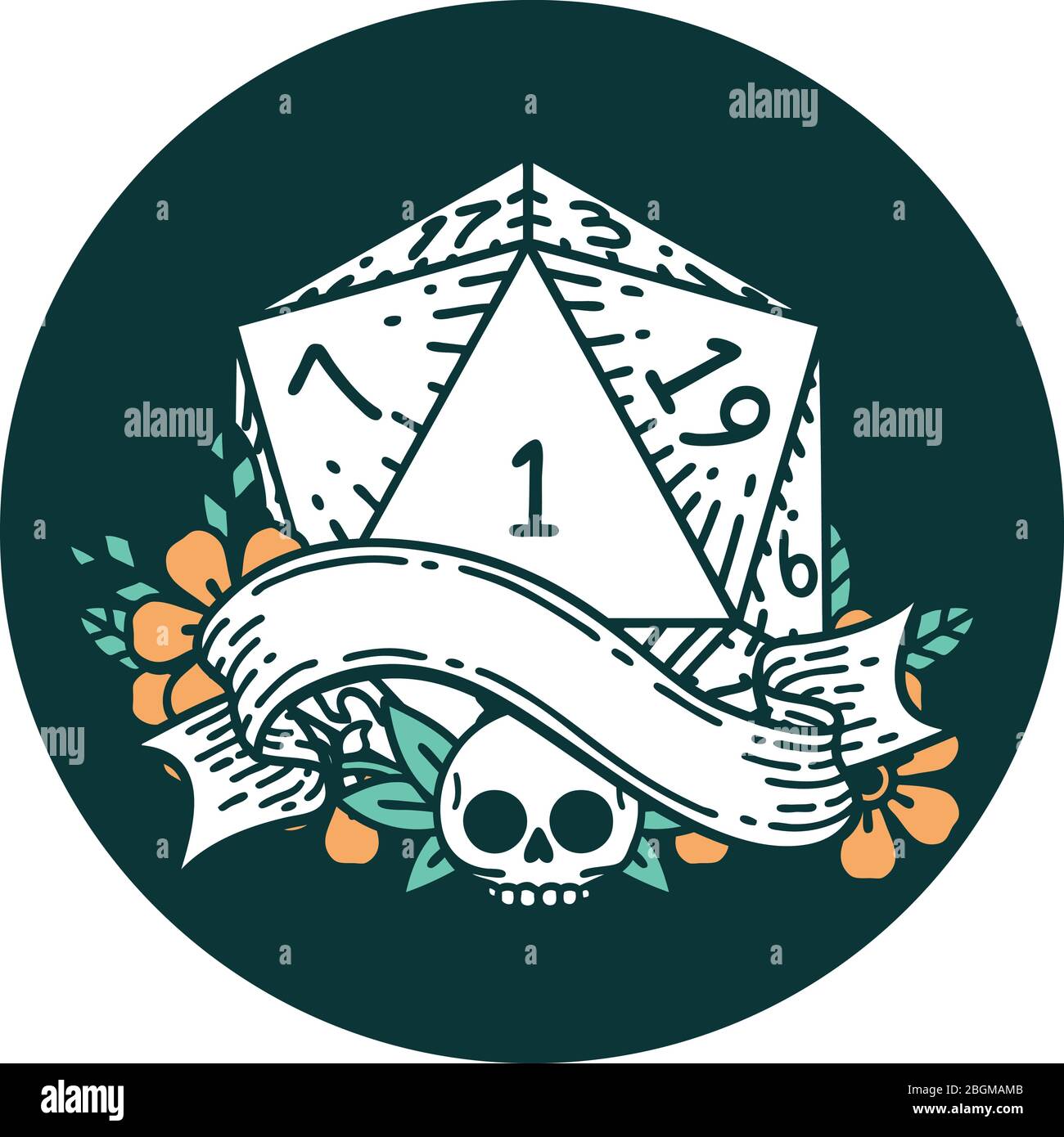 icon of natural one d20 dice roll Stock Vector Image & Art - Alamy