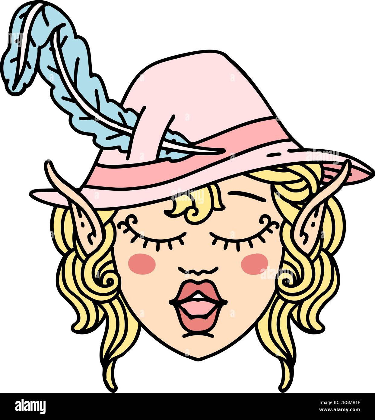 Retro Tattoo Style elf bard character face Stock Vector Image & Art - Alamy