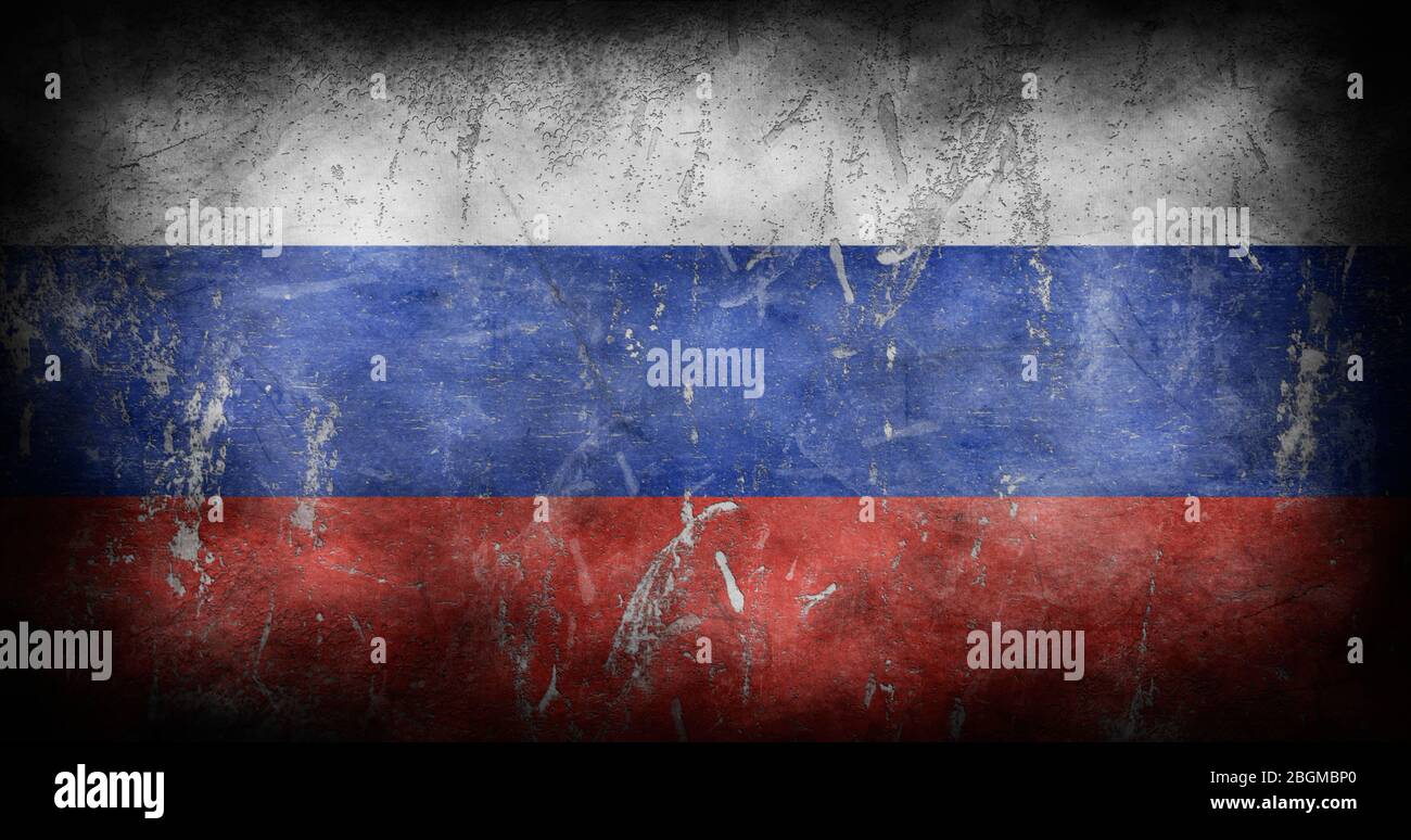 Flag of Russia with grunge texture background 3D illustration Stock ...