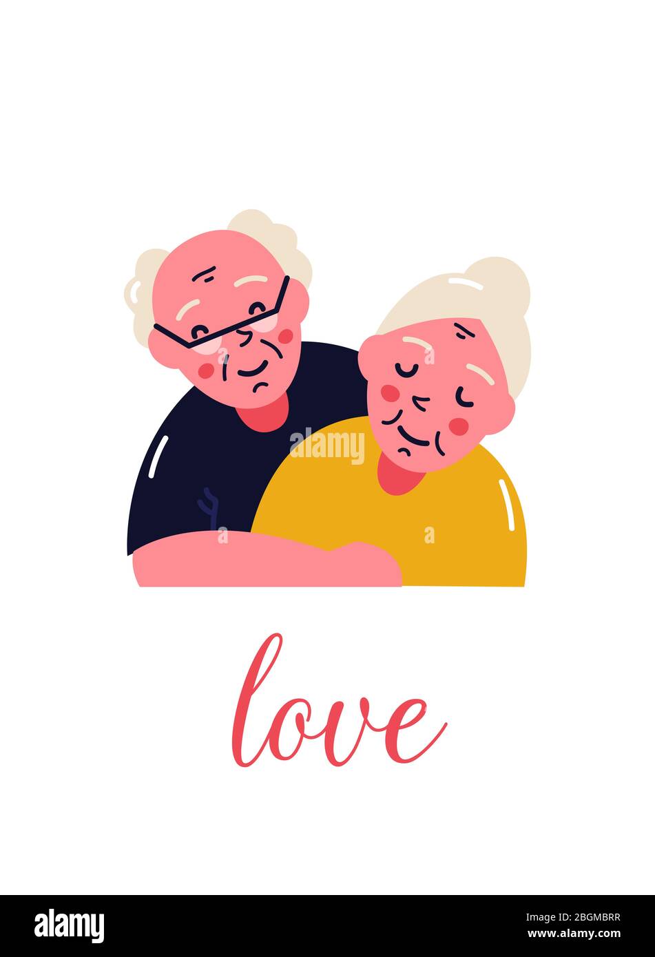 Vector illustration of a loving elderly couple/ Happy old couple ...