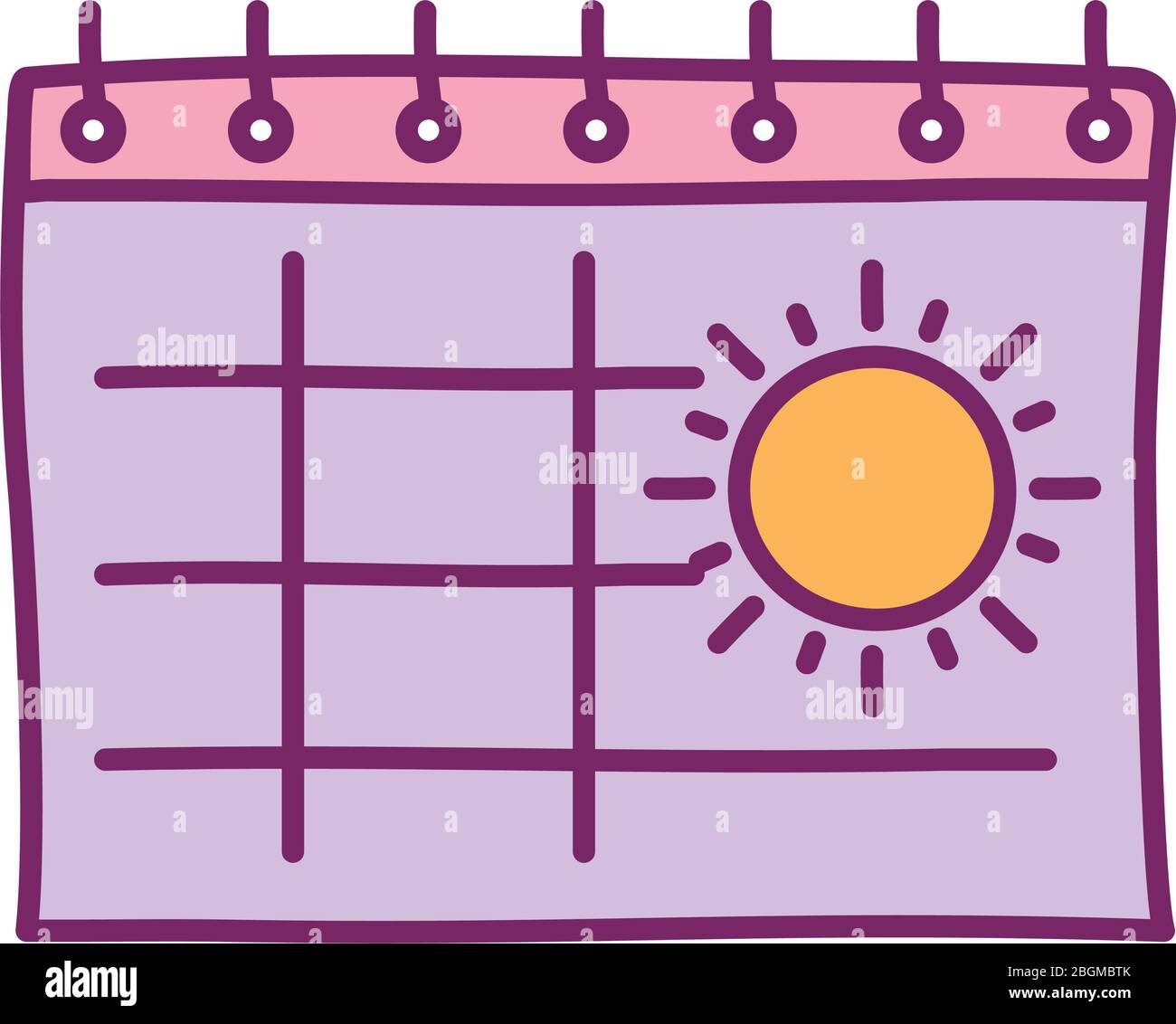 Isolated sun calendar line and fill style icon vector design Stock ...