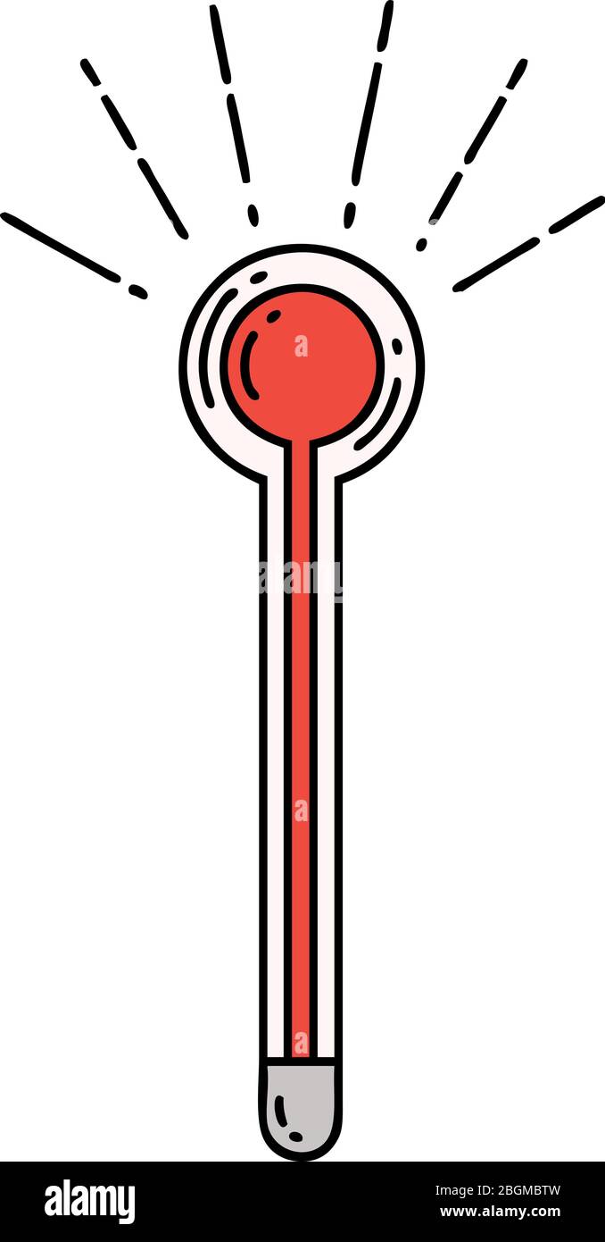 illustration of a traditional tattoo style glass thermometer Stock ...