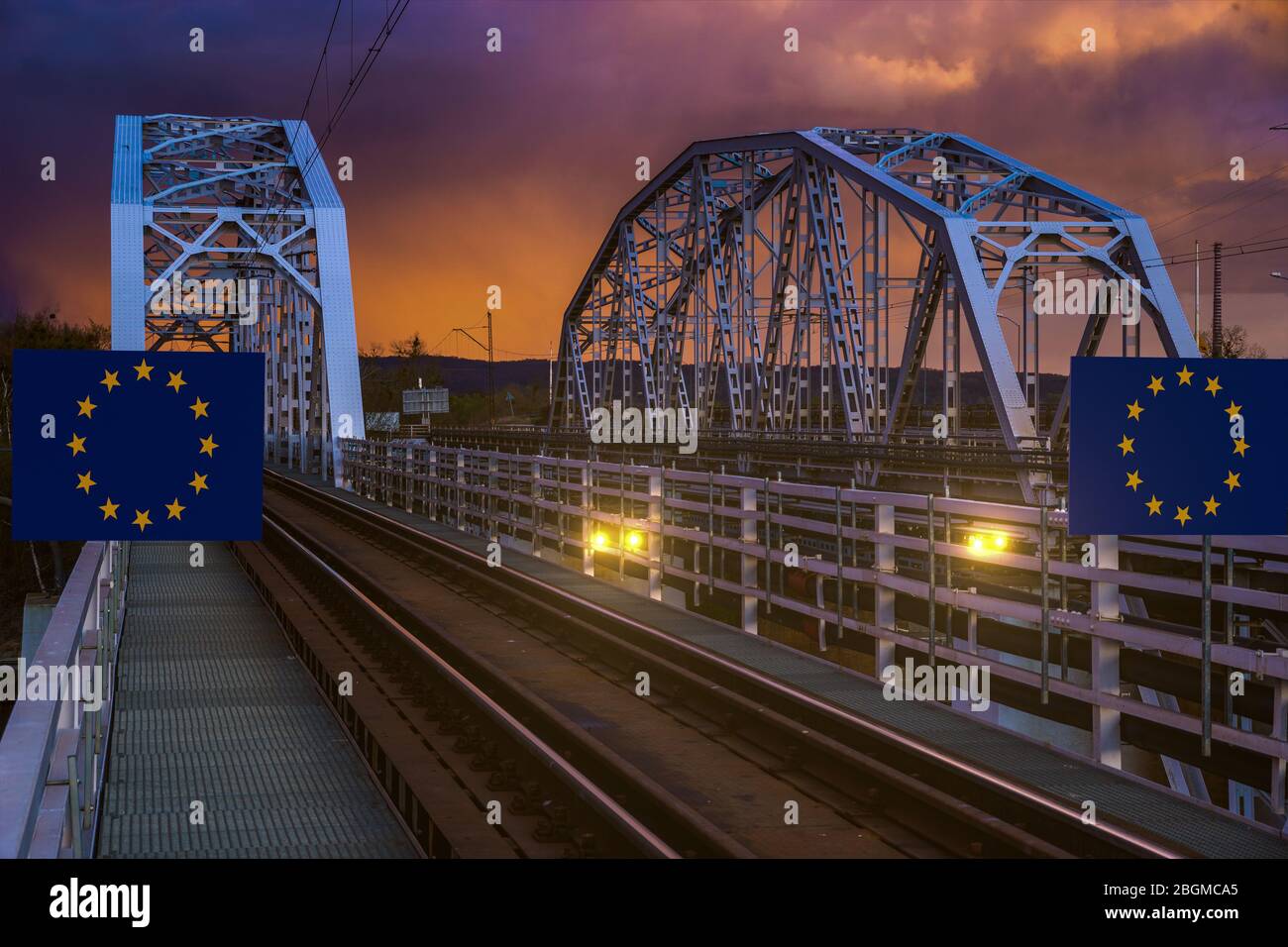 Border railway bridge enabling trains to enter the European Union ...