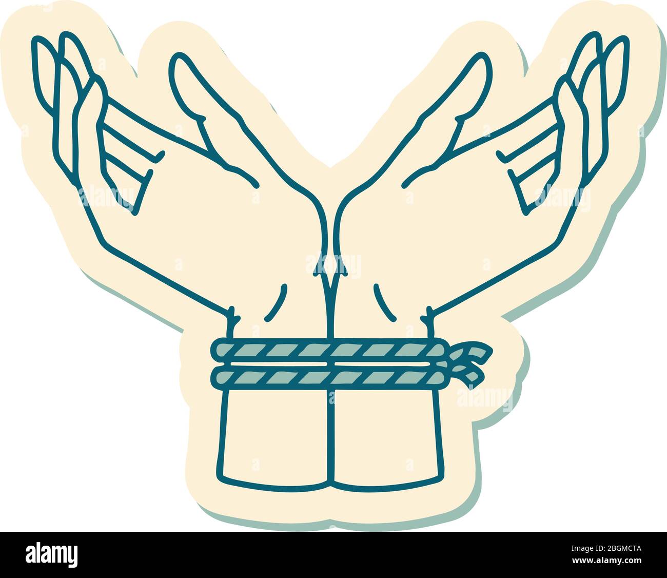 sticker of tattoo in traditional style of a pair of tied hands Stock ...